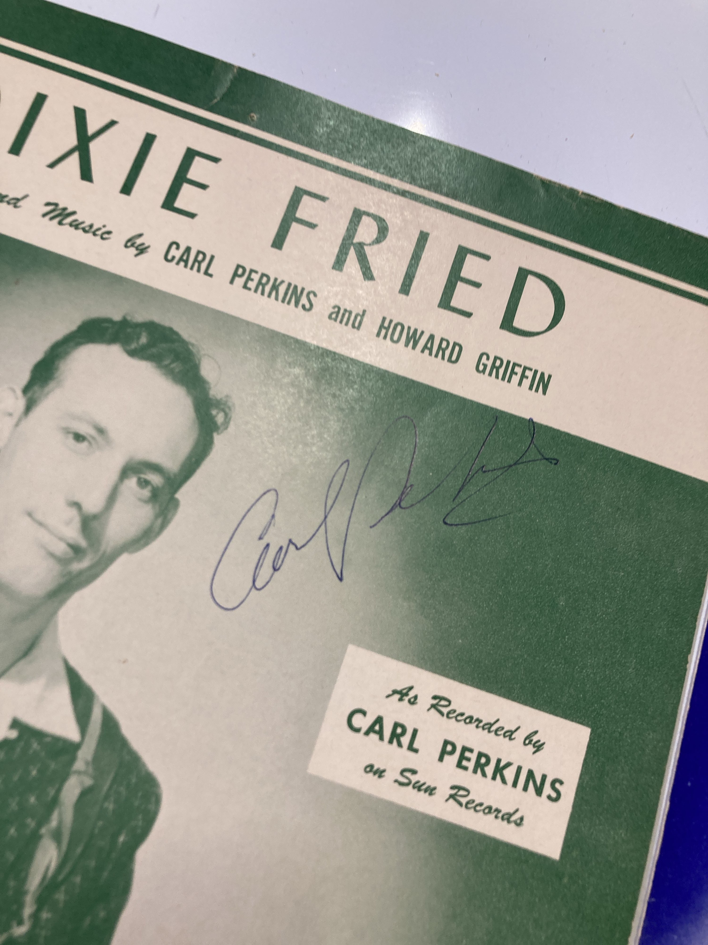 Lot 327 - CARL PERKINS - FOUR SIGNED PIECES OF SHEET