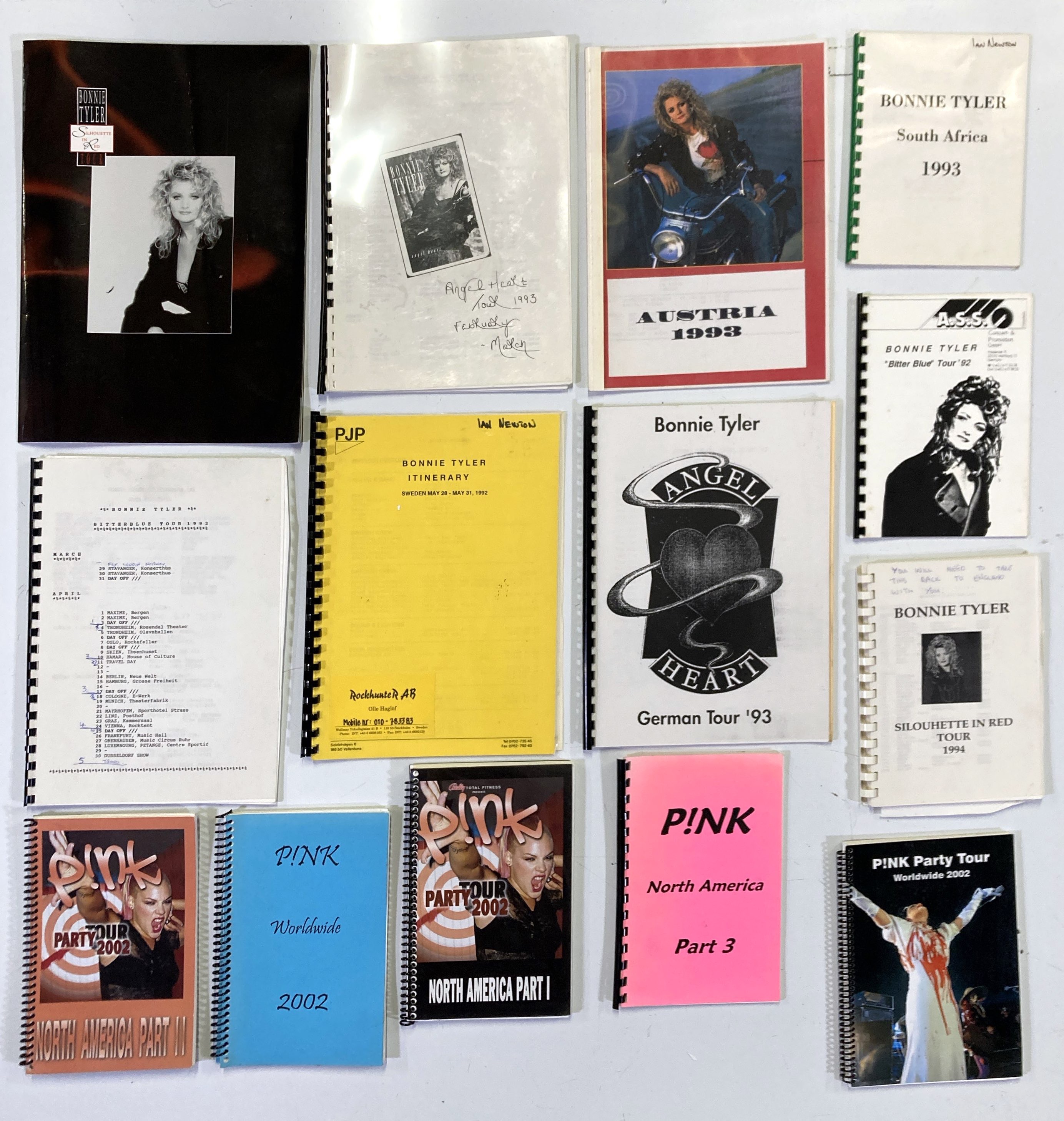 Lot 156 - TOUR ITINERARIES - FEMALE ARTISTS INC PINK