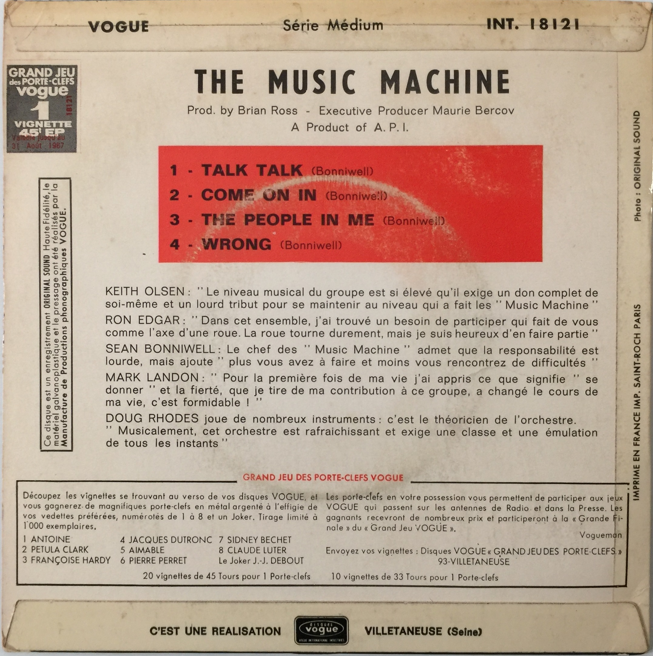 Lot 155 - MUSIC MACHINE - TALK TALK 7" EP (ORIGINAL