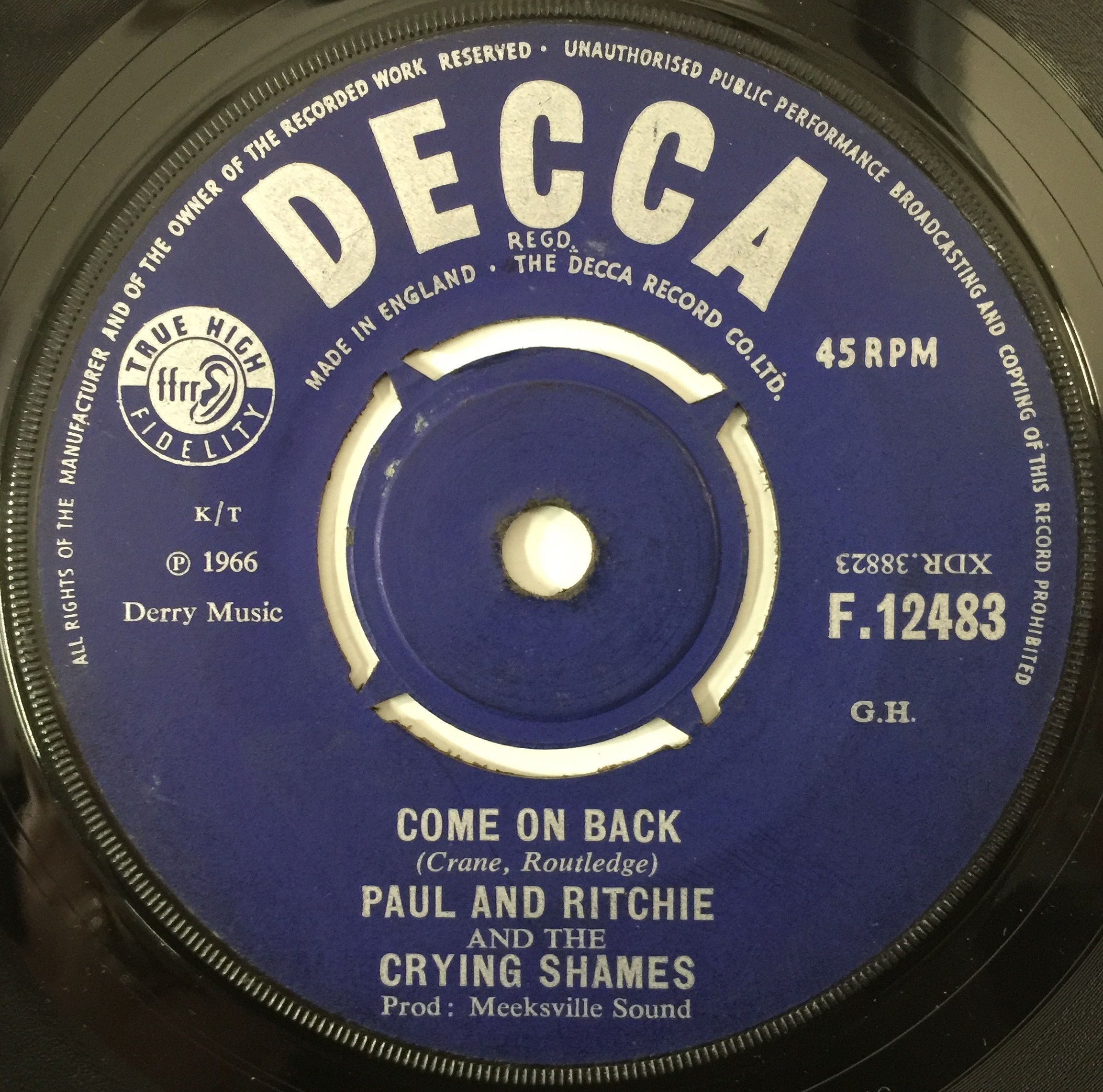 Lot 156 - PAUL AND RITCHIE AND THE CRYING SHAMES