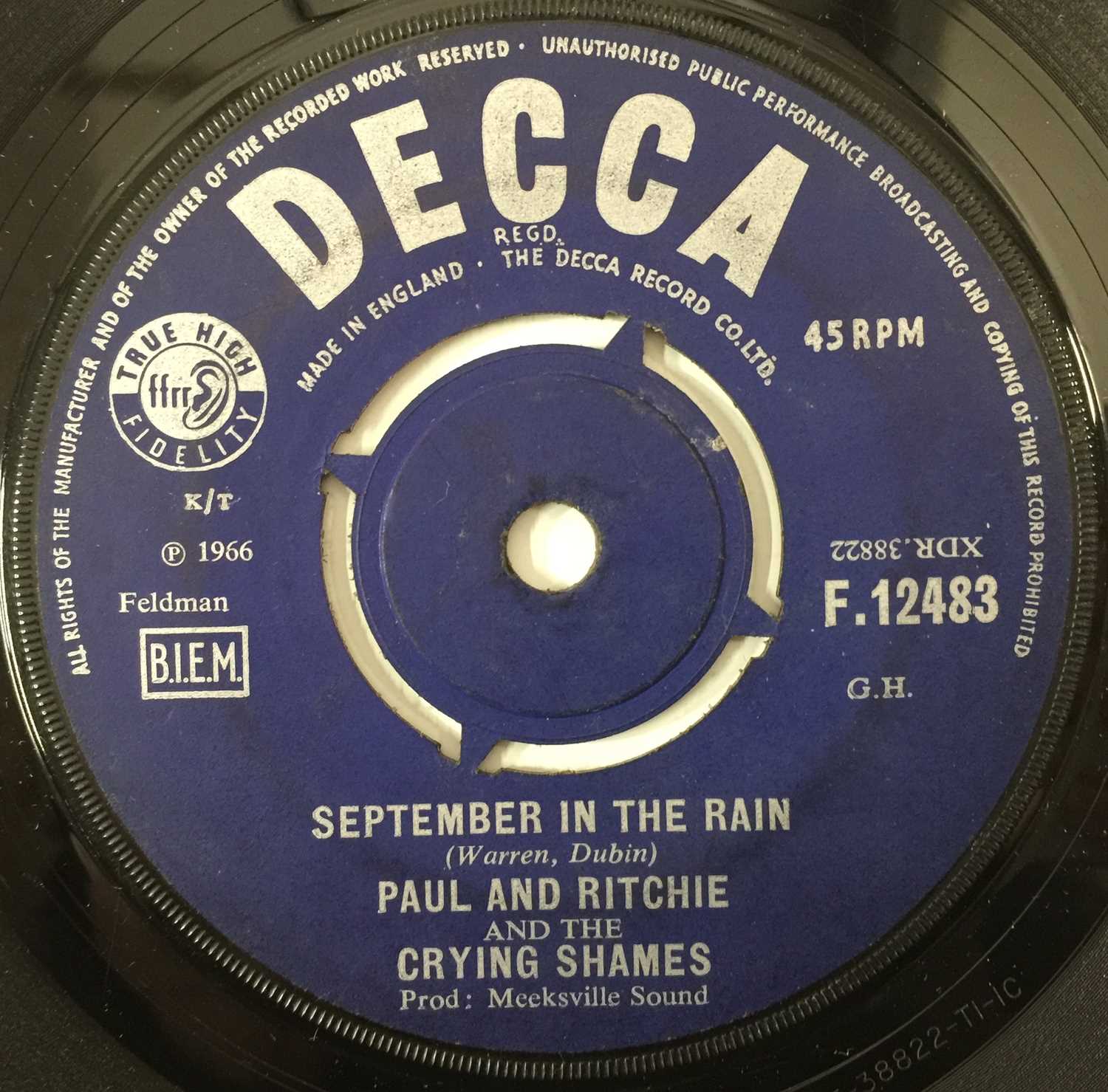 Lot 156 - PAUL AND RITCHIE AND THE CRYING SHAMES
