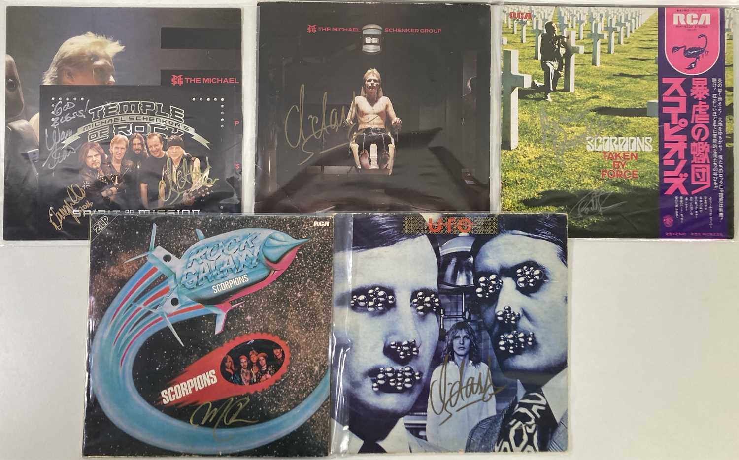 Lot 279 - SCORPIONS / UFO SIGNED RECORDS.