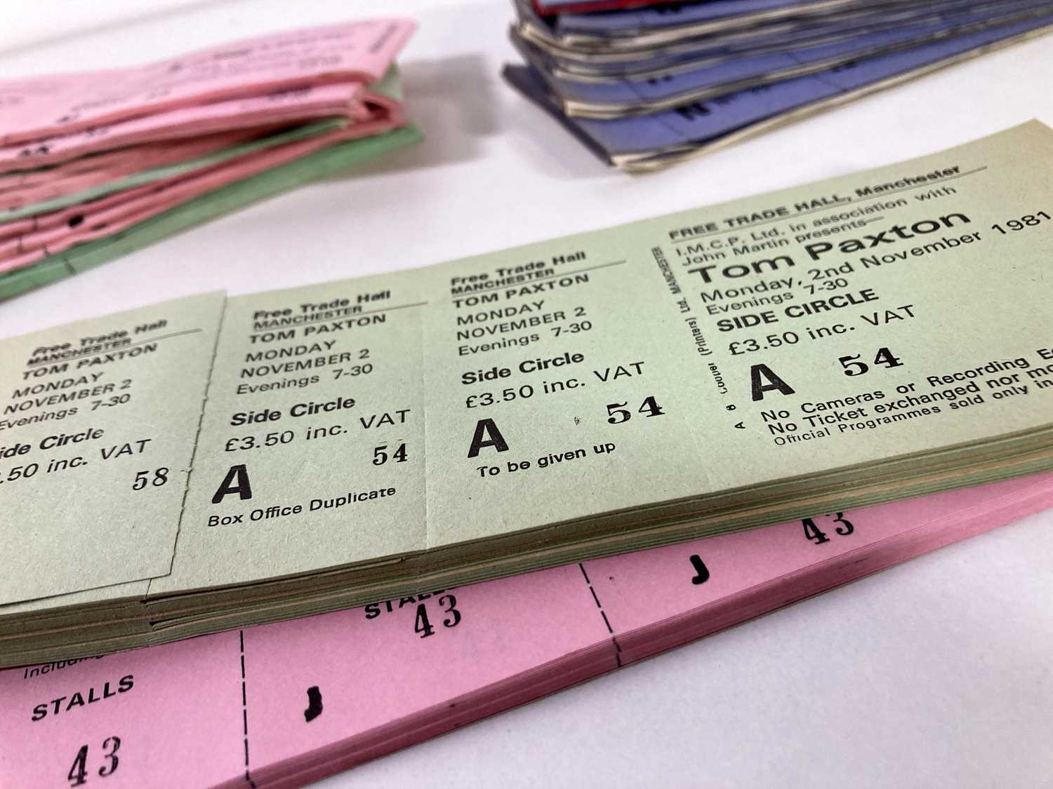 Lot 183 - MANCHESTER FREE TRADE HALL TICKET ARCHIVE