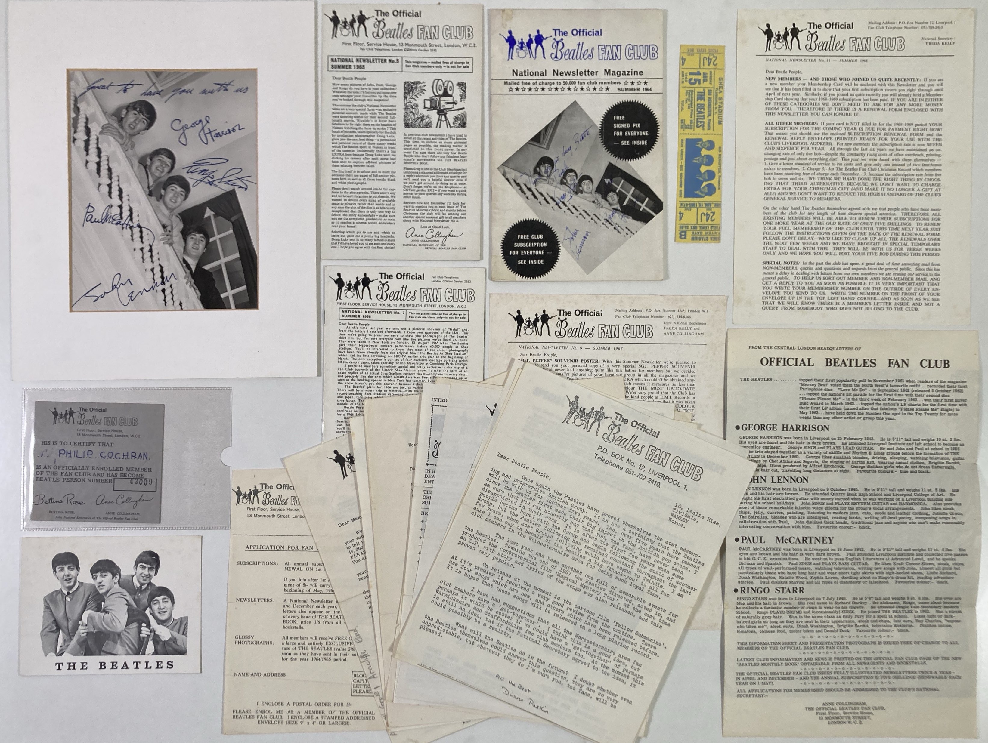 Lot 78 - THE BEATLES - OFFICIAL C 1960S FAN CLUB