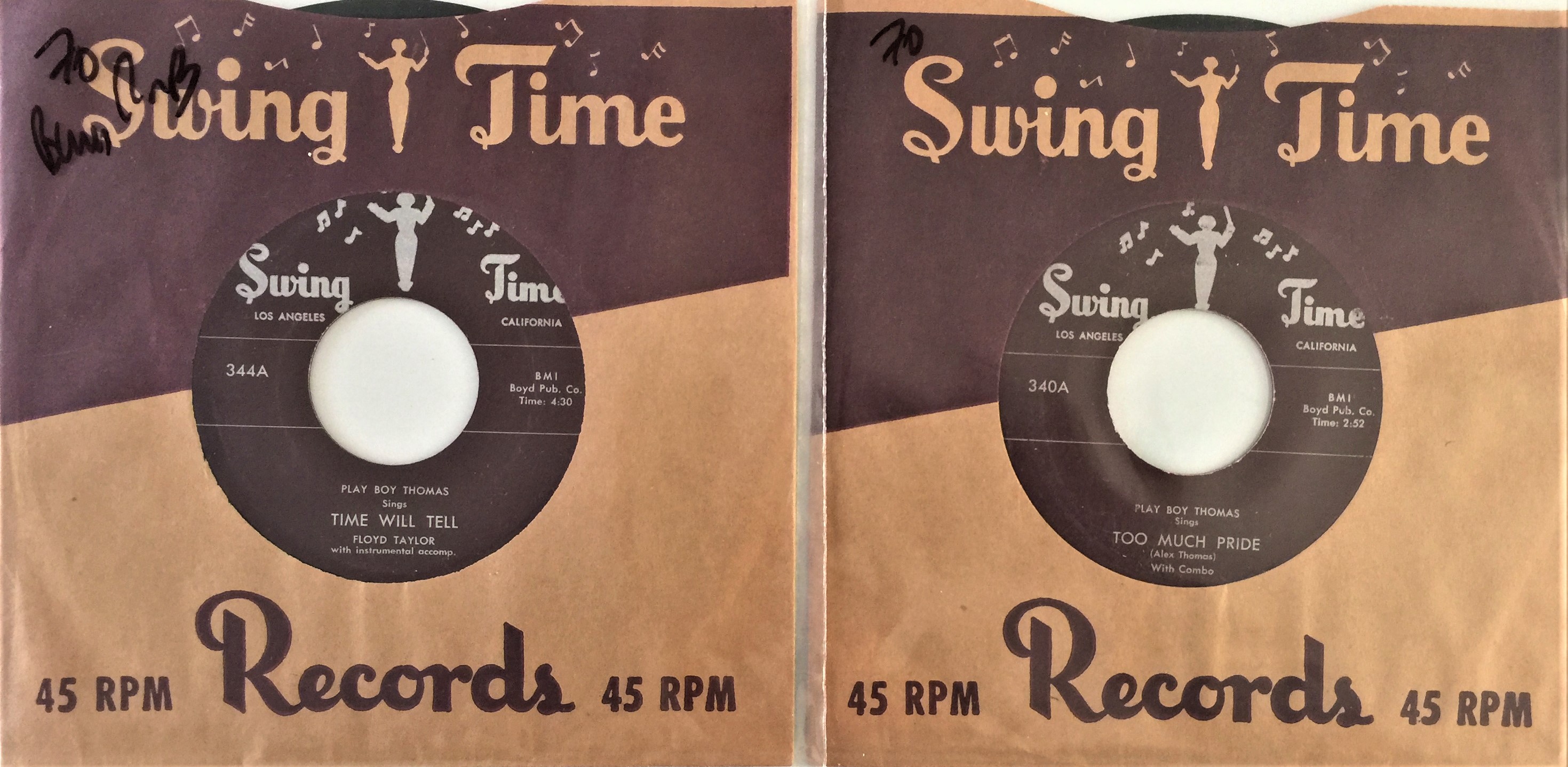 Lot 11 - PLAY BOY THOMAS - SWING TIME RECORDS 7"