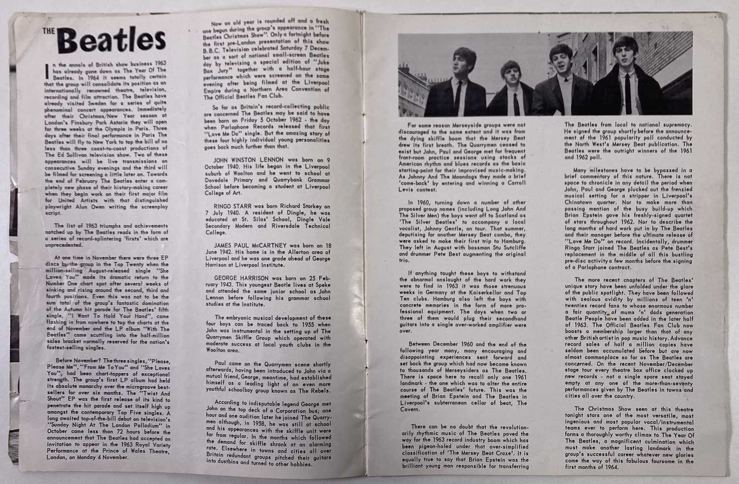 Lot 107 - THE BEATLES - 1964 CHRISTMAS SHOW PROGRAMME