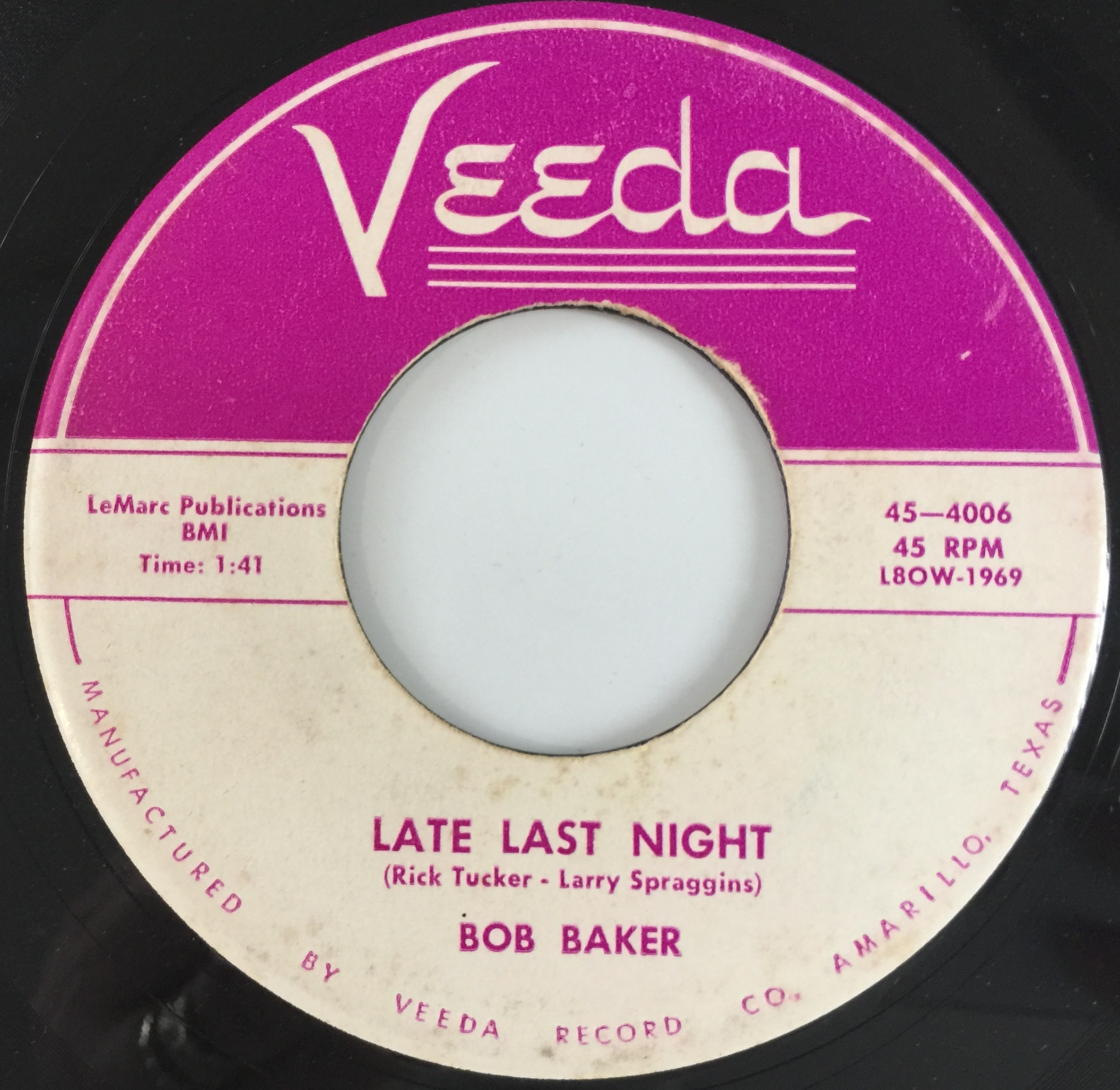 Lot 85 - BOB BAKER - VEEDA - 7" PACK