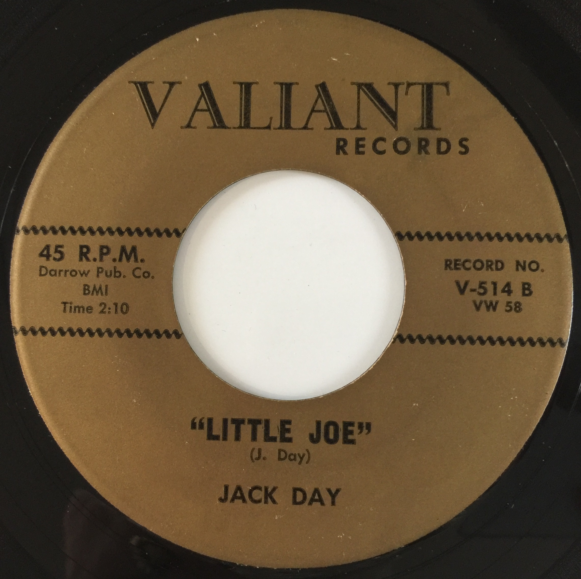 Lot 89 - JACK DAY - DON'T CRY / LITTLE JOE (VALIANT