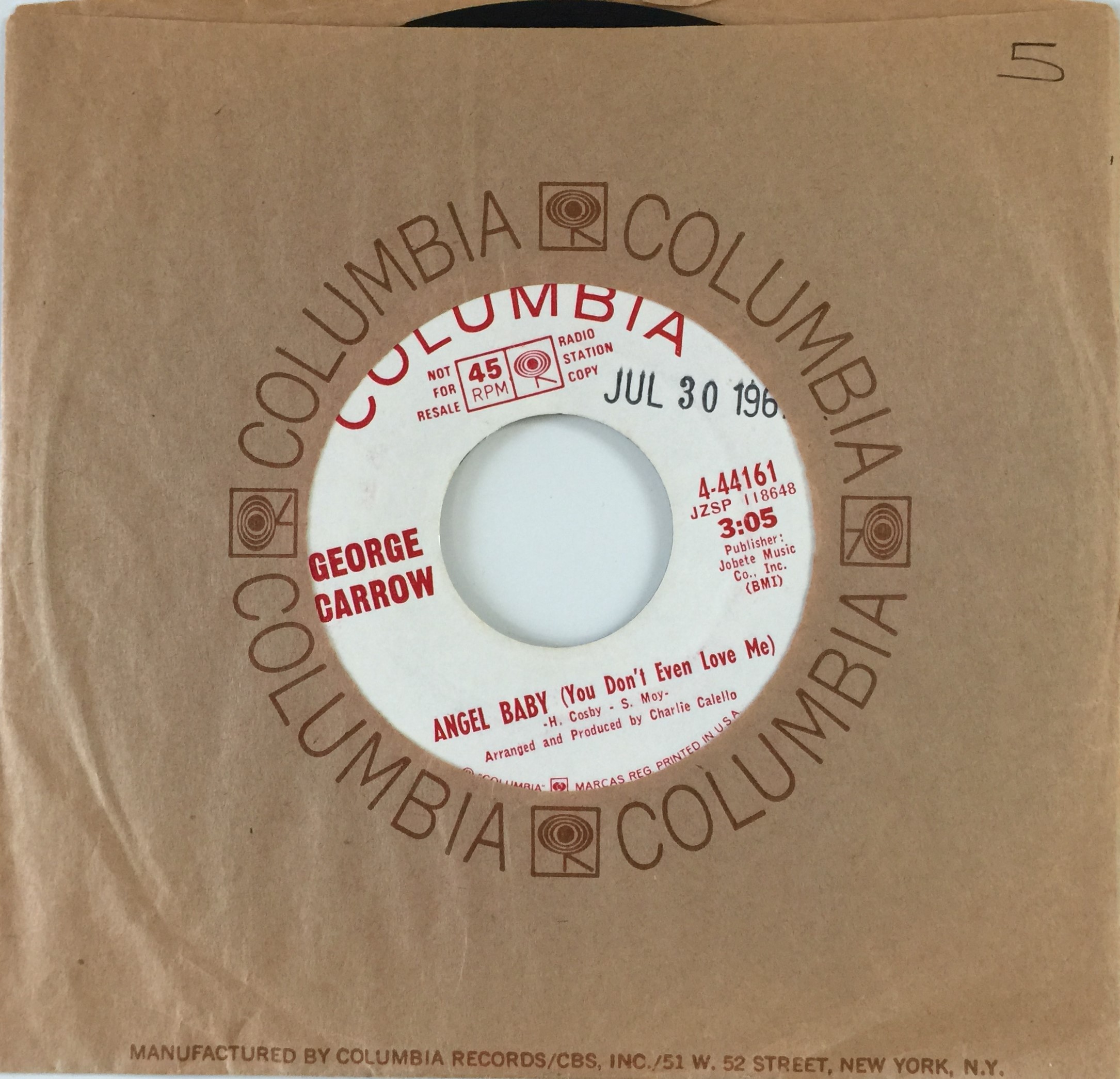 Lot 188 - GEORGE CARROW - ANGEL BABY/ BRING BACK MY