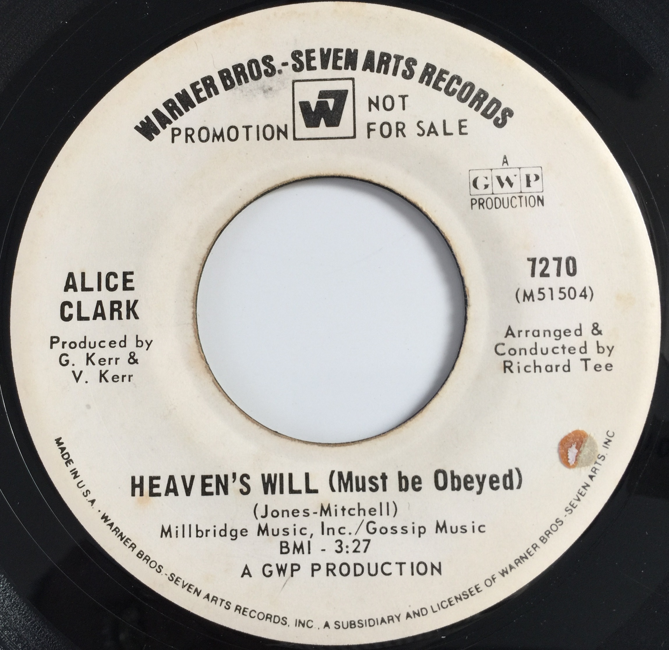 Lot 272 - ALICE CLARK - YOU HIT ME/ HEAVEN'S WILL 7"