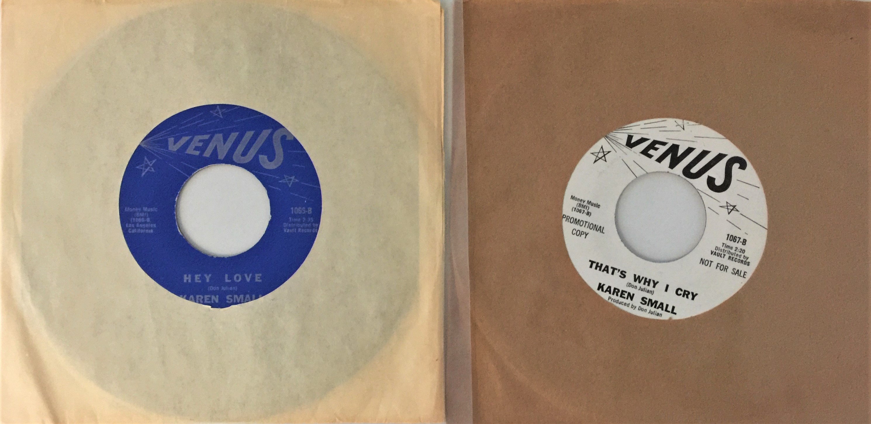 Lot 107 - VENUS RECORDS - KAREN SMALL - 7" RARITIES