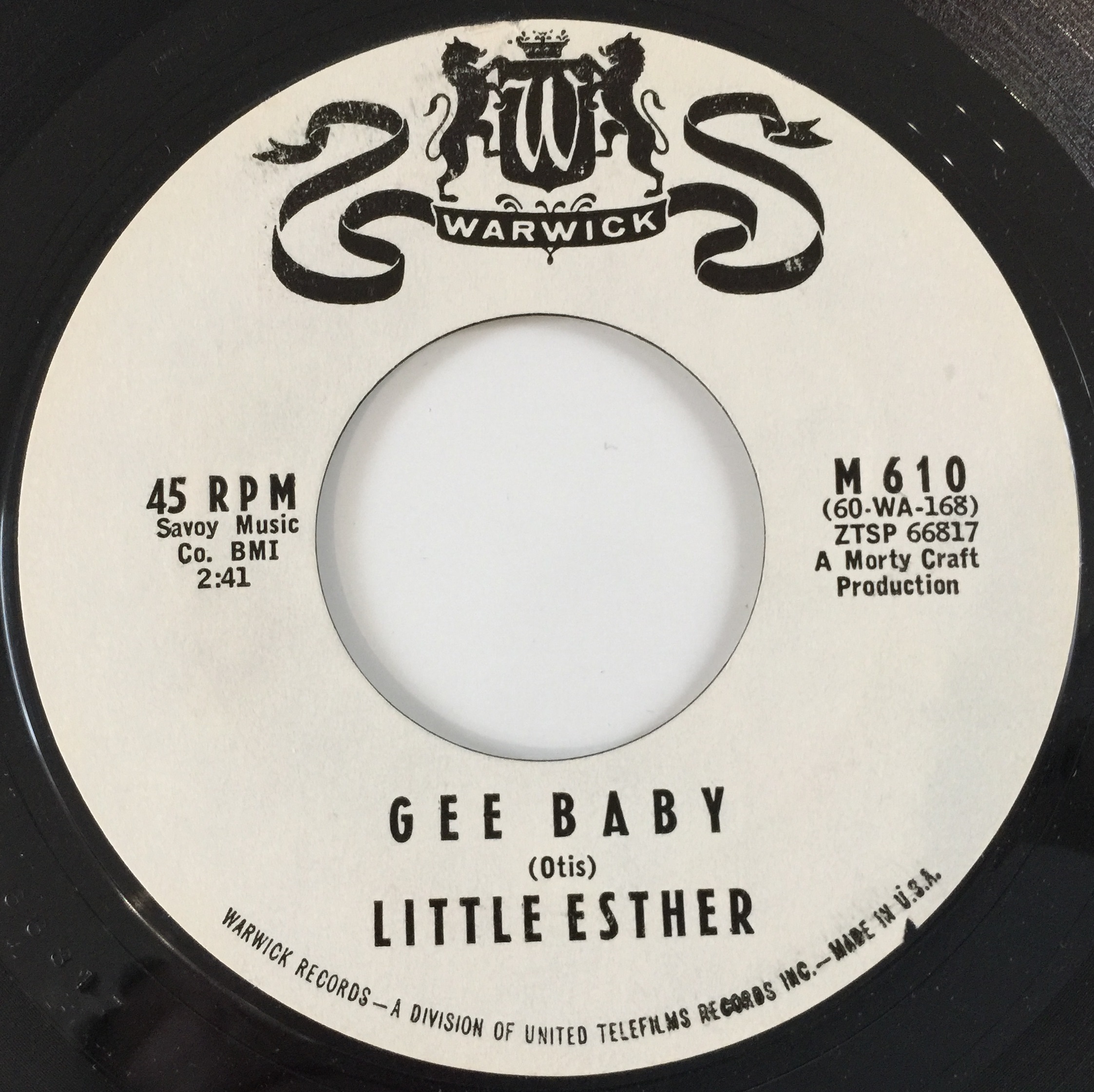 Lot 131 - LITTLE ESTHER - GEE BABY (WARWICK RECORDS