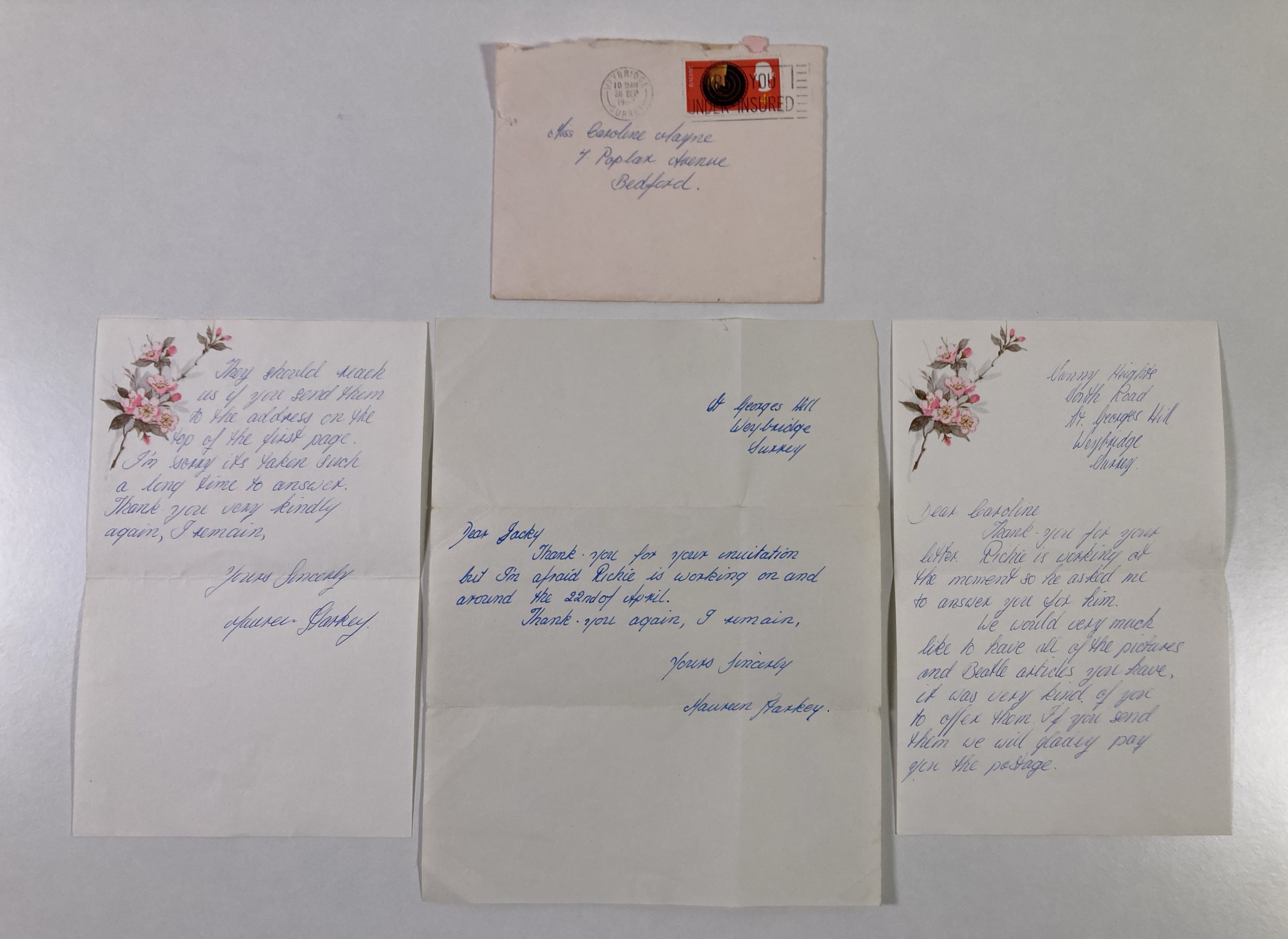 Lot 167 - THE BEATLES - TWO HANDWRITTEN LETTERS BY