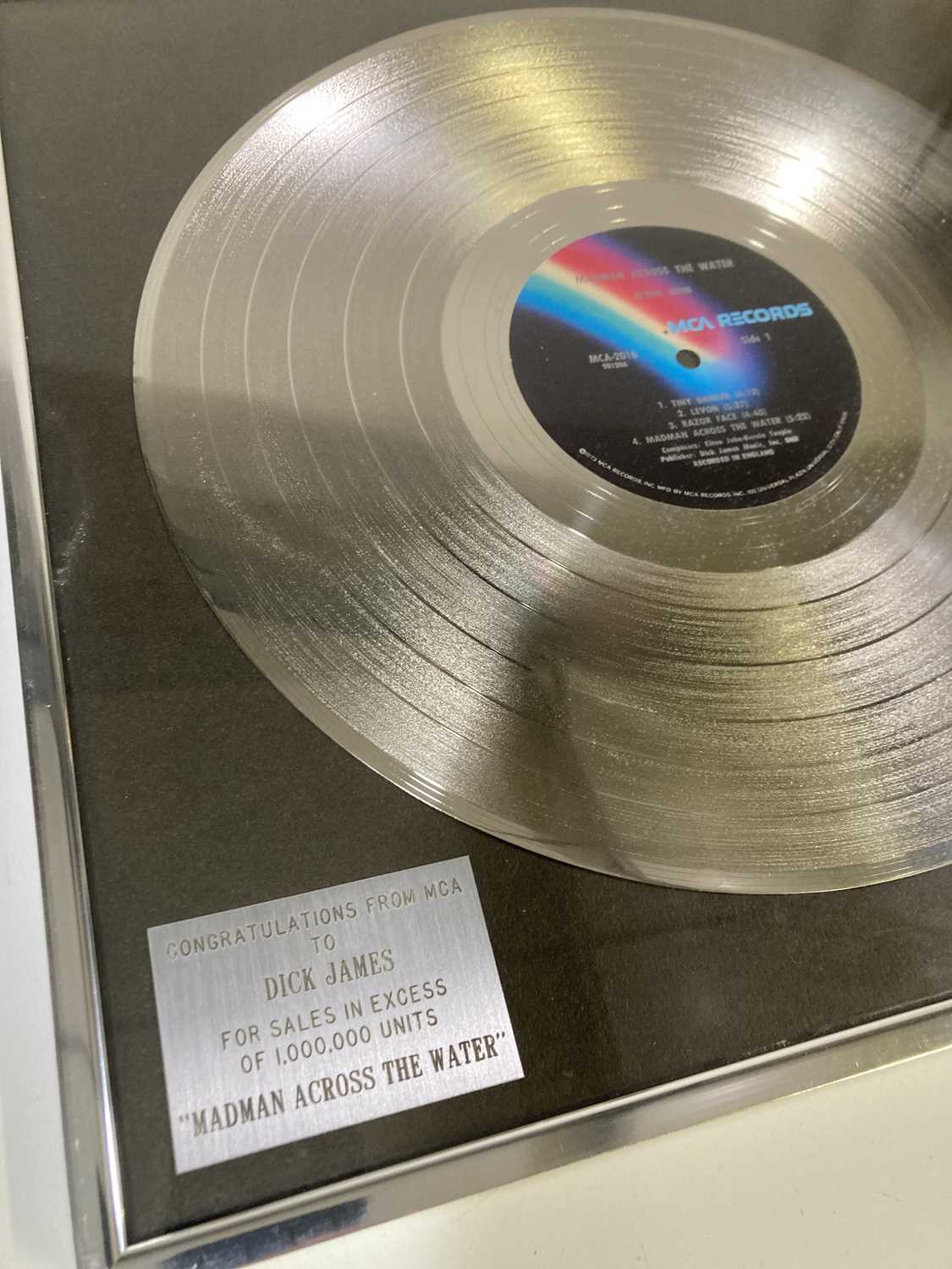 Lot 344 - ELTON JOHN - MCA DISC AWARD FOR 'MADMAN..'.