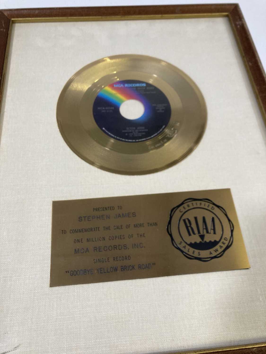 Lot 350 - ELTON JOHN - RIAA GOLD DISC AWARD - GOODBYE