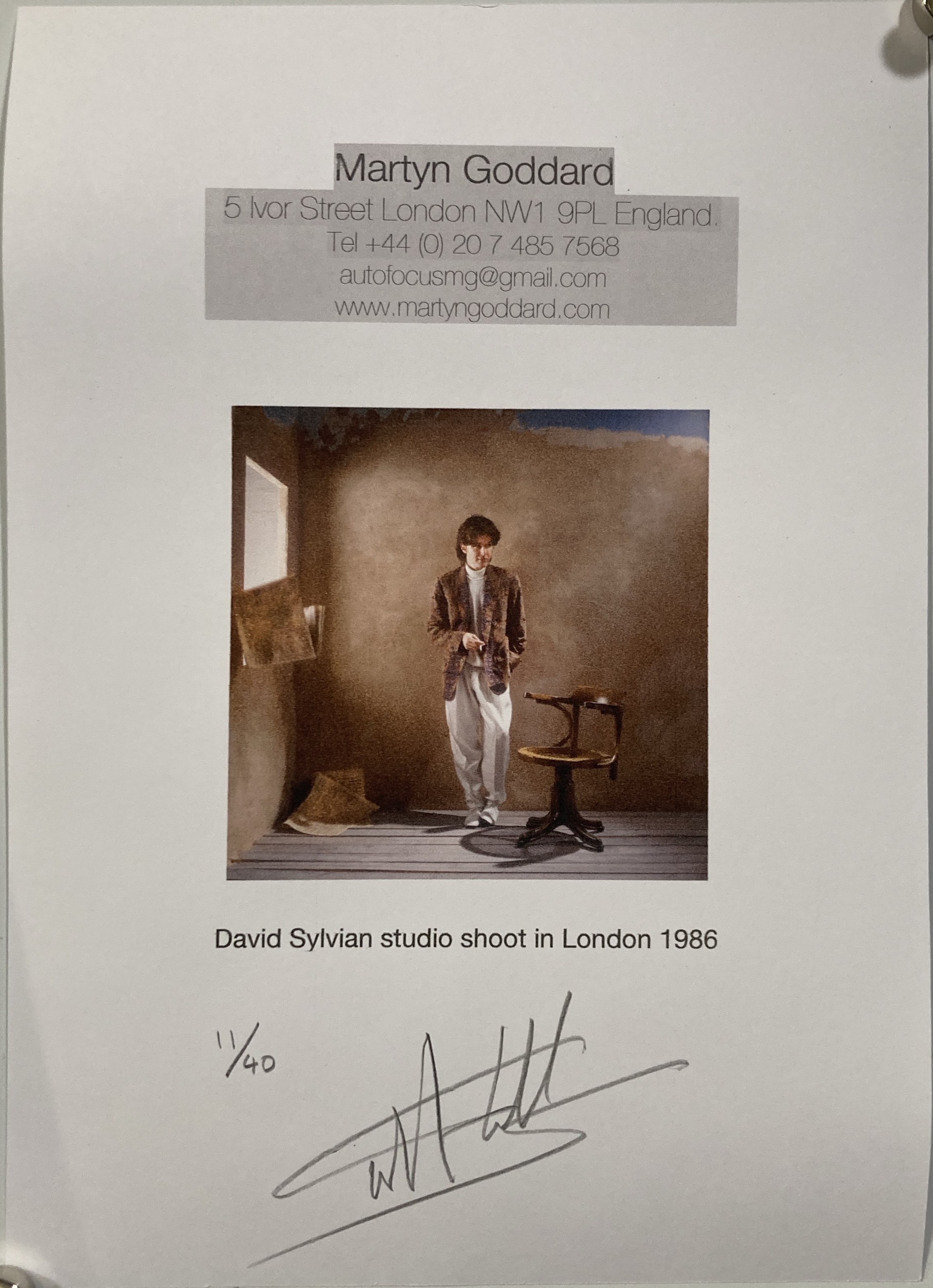 Lot 148 - MARTYN GODDARD - DAVID SYLVIAN 1986, SIGNED