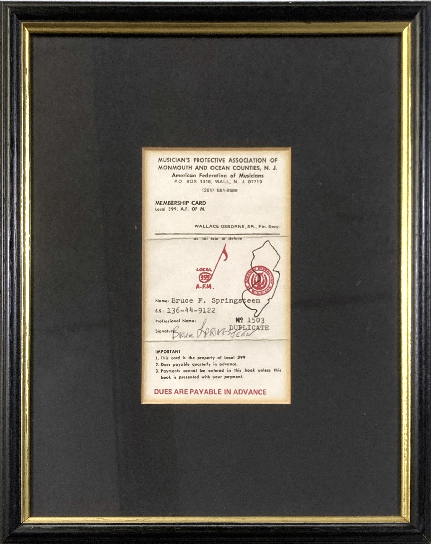 Lot 524 - BRUCE SPRINGSTEEN - MUSICIAN'S UNION