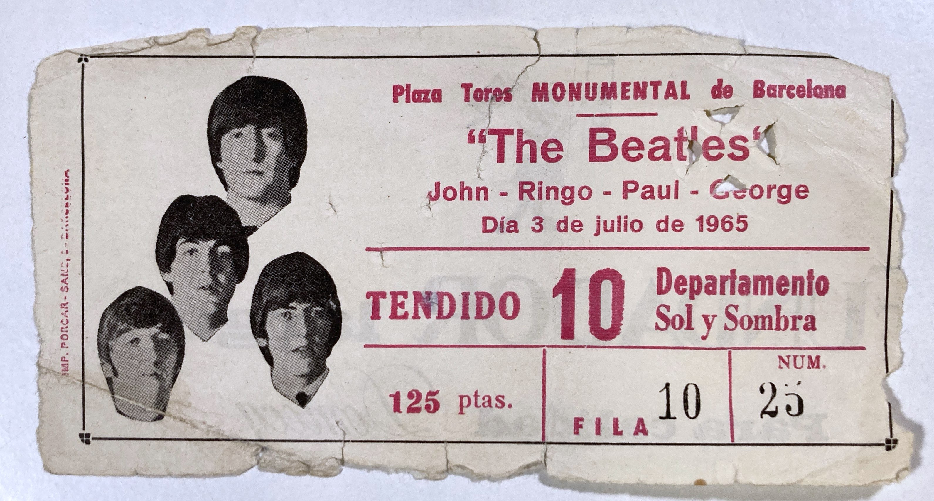 Lot 111 - THE BEATLES - A CONCERT TICKET FOR BARCELONA,
