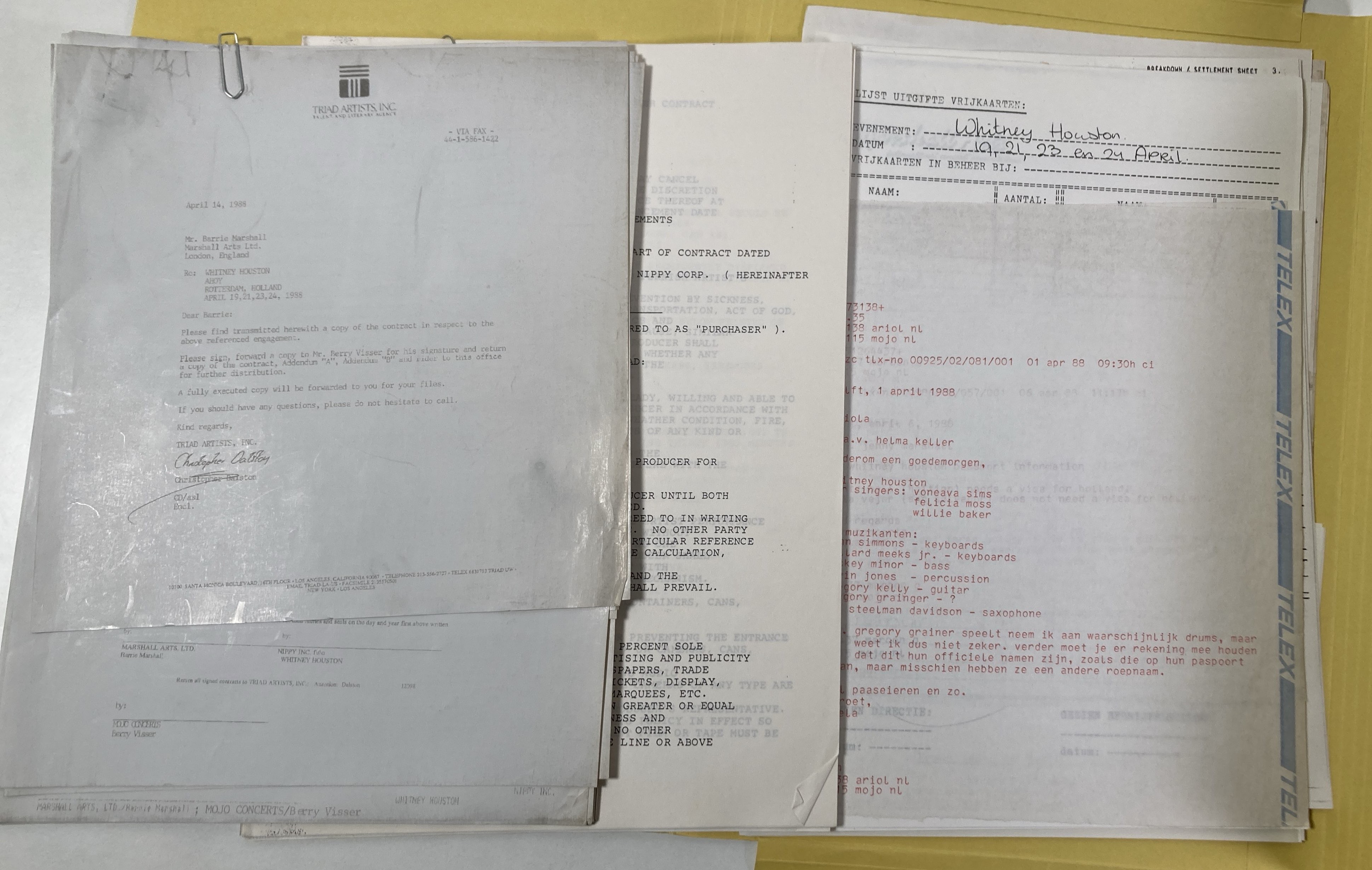 Lot 559 - CONTRACTS AND CONCERT BOOKING ARCHIVE