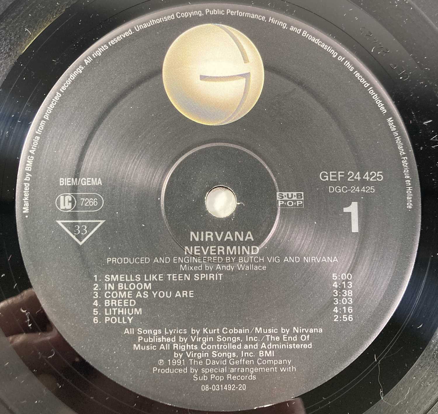 Lot 157 - NIRVANA - NEVERMIND LP (1991 EU OG - GEFFEN