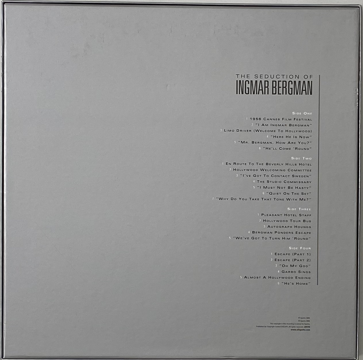 Lot 112 - SPARKS - THE SEDUCTION OF INGMAR BERGMAN