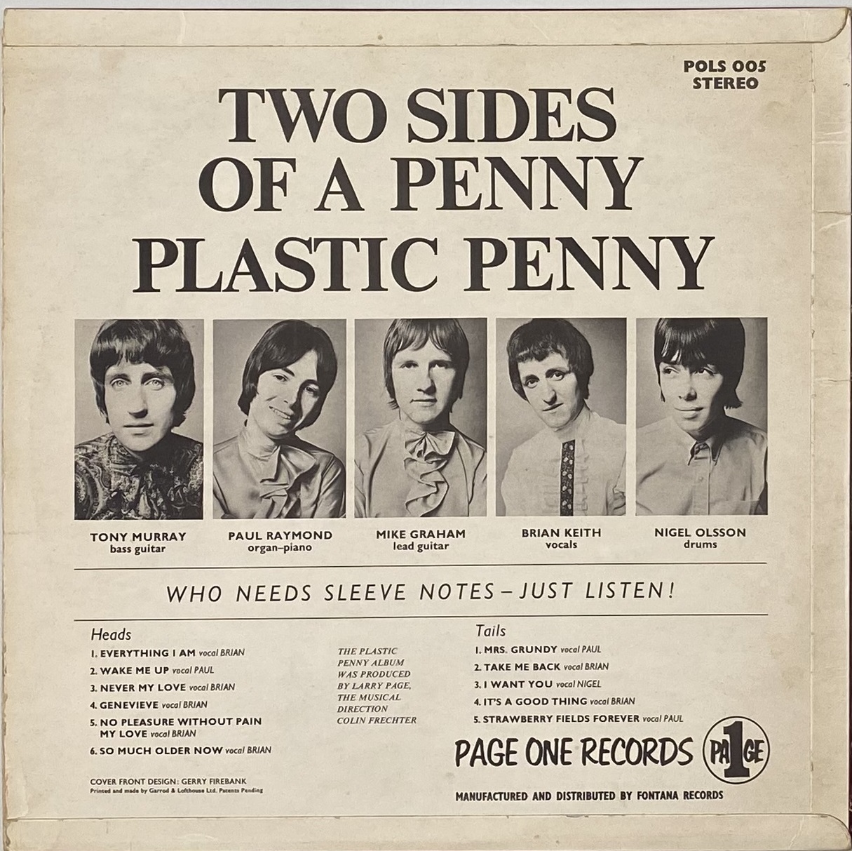 Lot 220 - PLASTIC PENNY - TWO SIDES OF A PENNY LP
