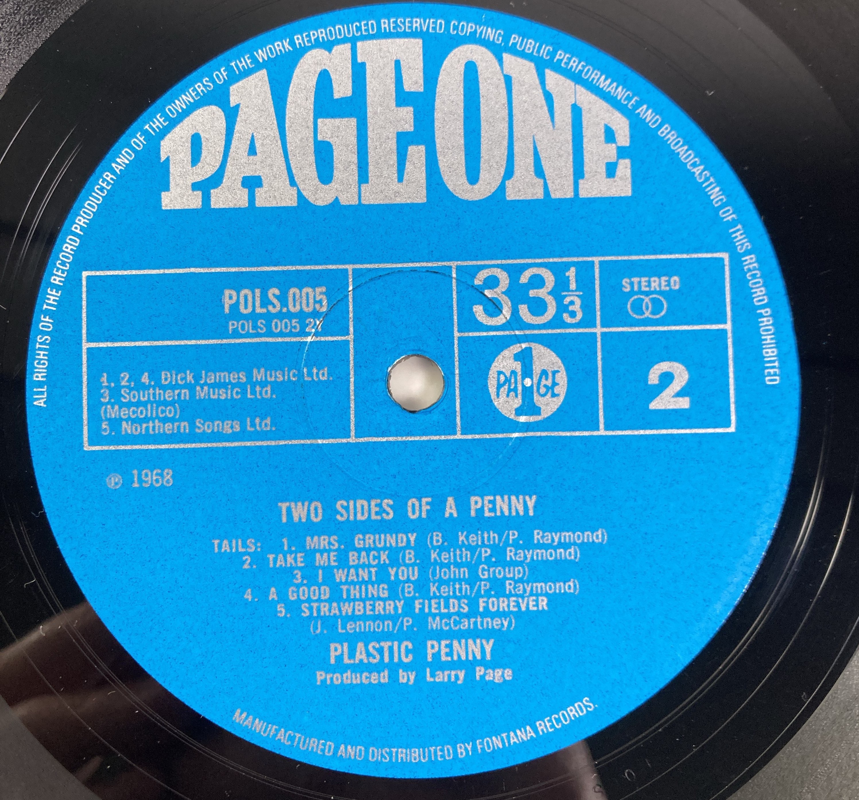 Lot 220 - PLASTIC PENNY - TWO SIDES OF A PENNY LP