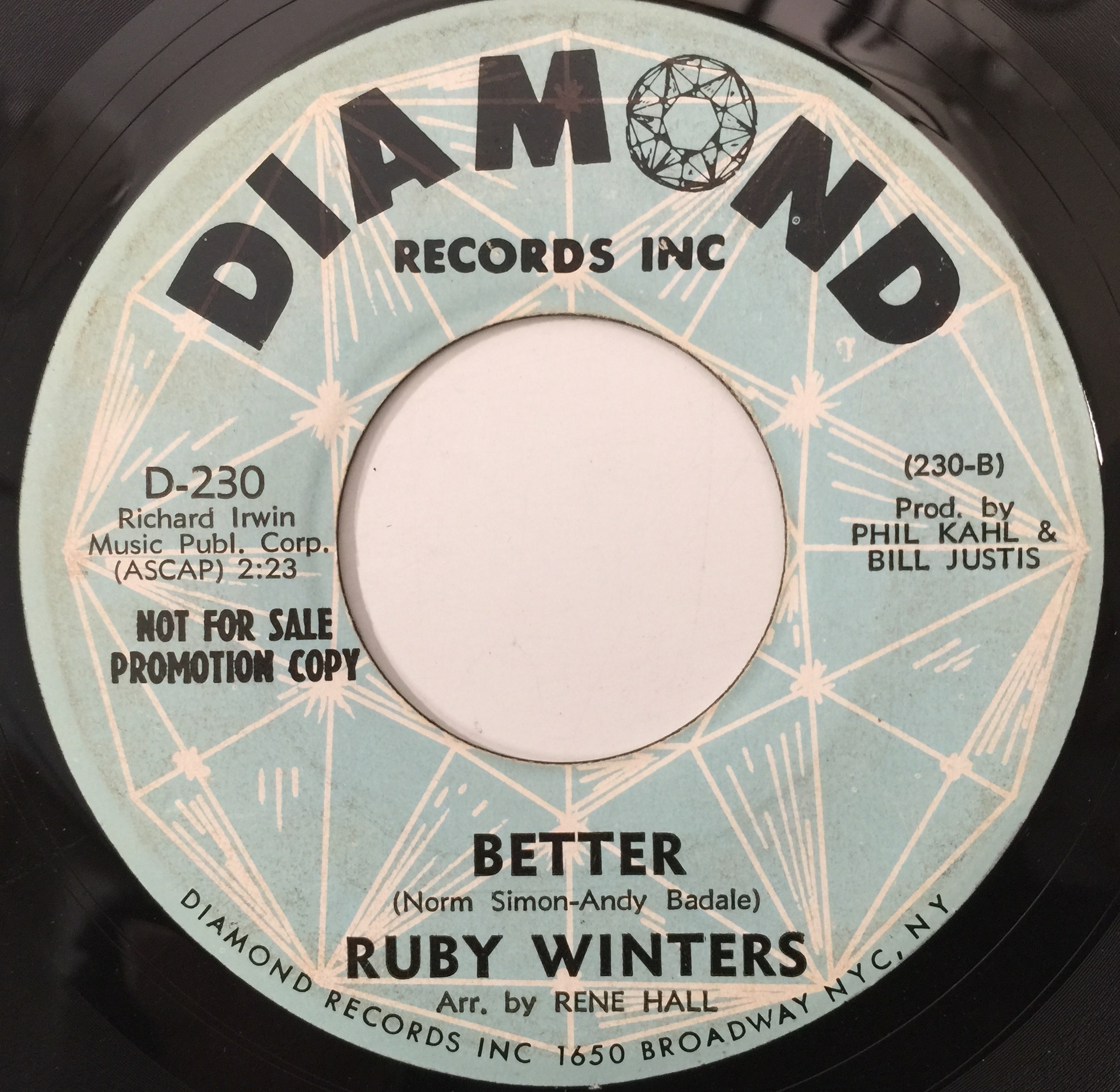 Lot 56 - RUBY WINTERS - I WANT ACTION/ BETTER 7" (US