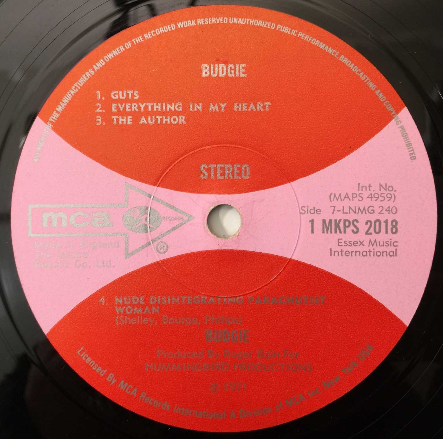 Lot 307 - BUDGIE - BUDGIE (OG 'DOG BONE' LABEL - MKPS