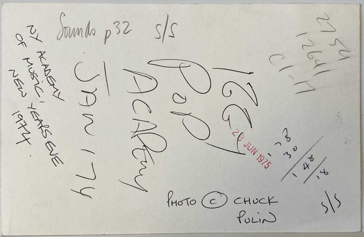 Lot 296 - IGGY POP ORIGINAL PHOTO BY CHUCK PULIN