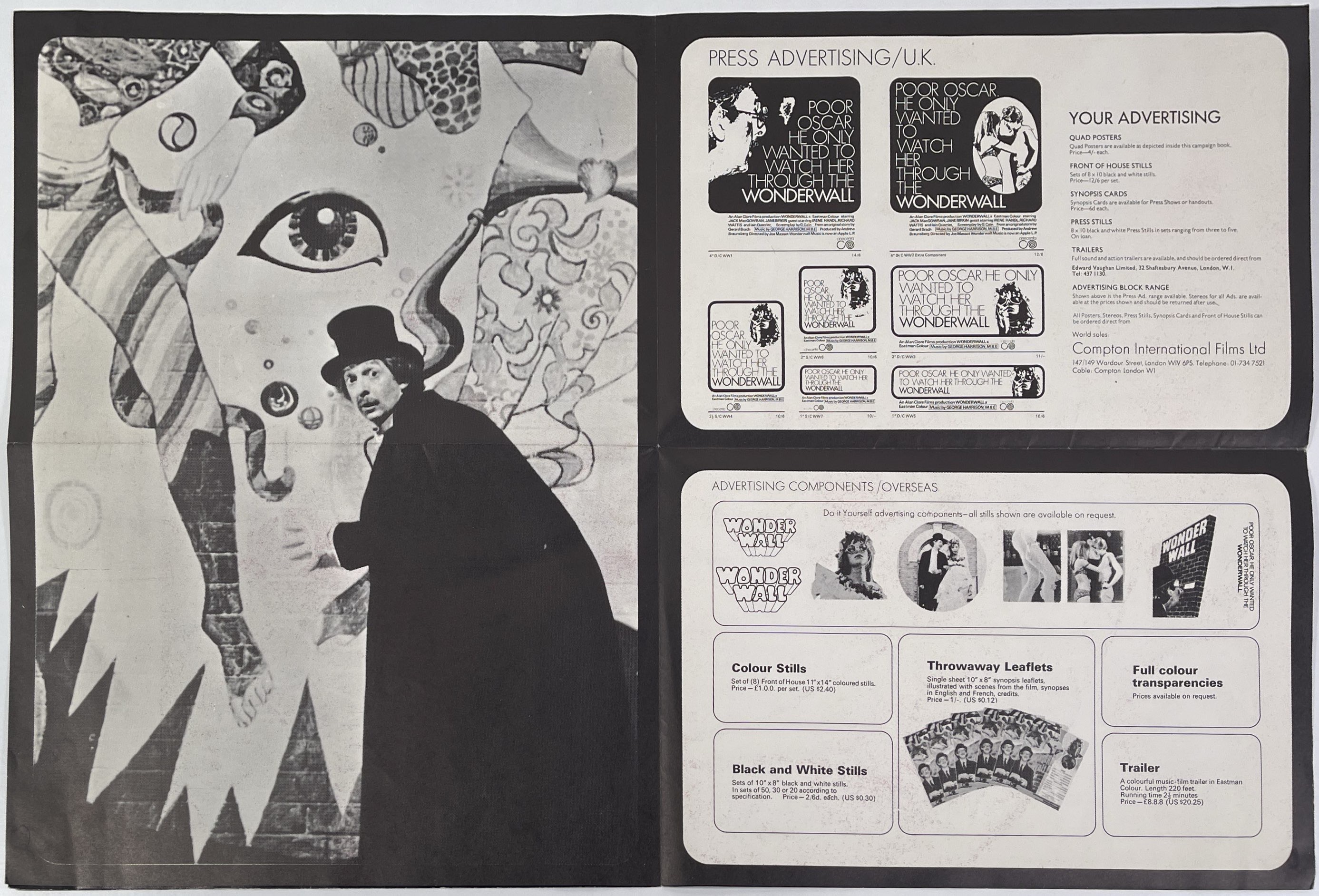 Lot 410 - THE BEATLES - ORIGINAL WONDERWALL POSTER.