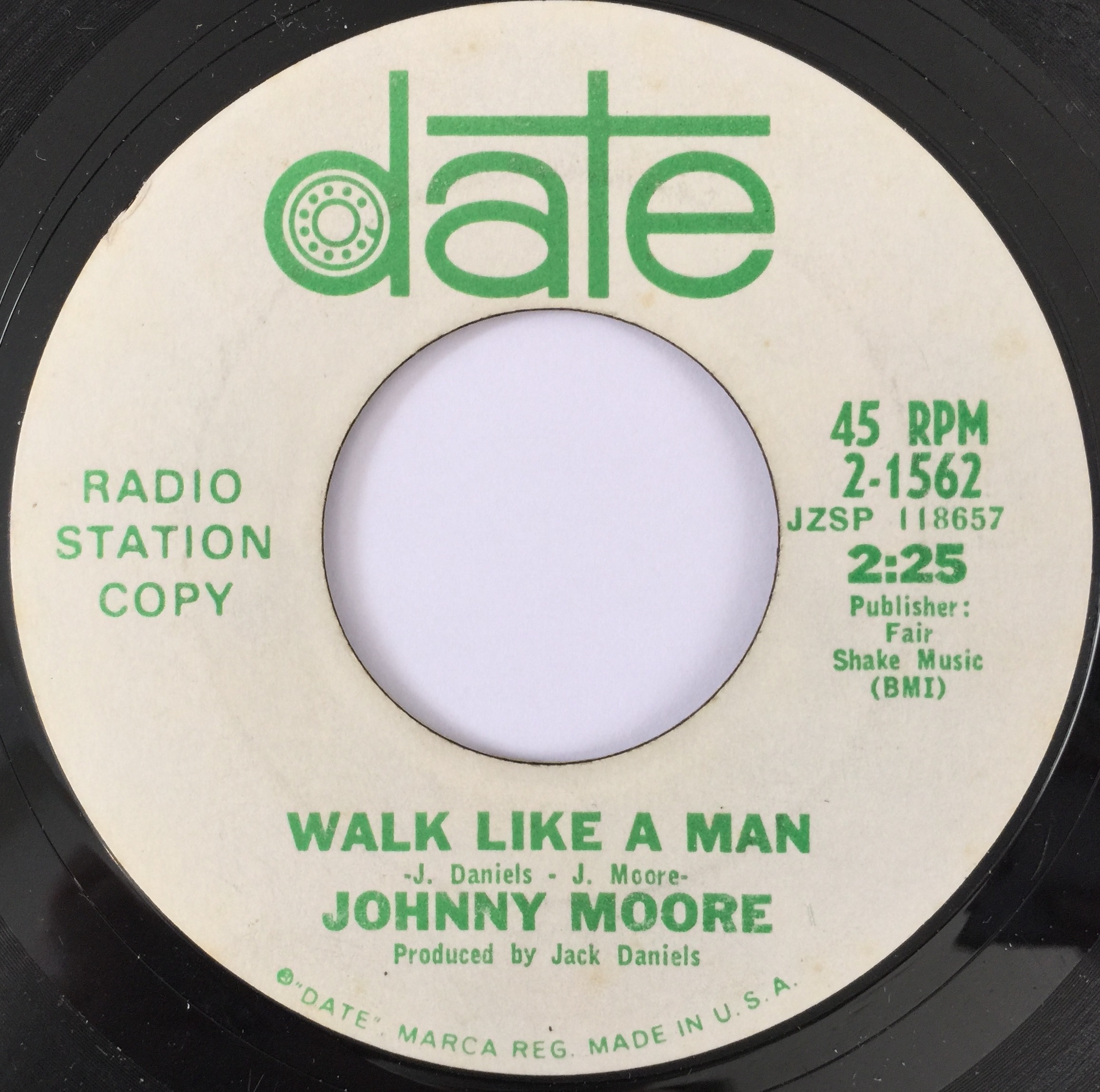 Lot 12 - JOHNNY MOORE - WALK LIKE A MAN 7" (US PROMO