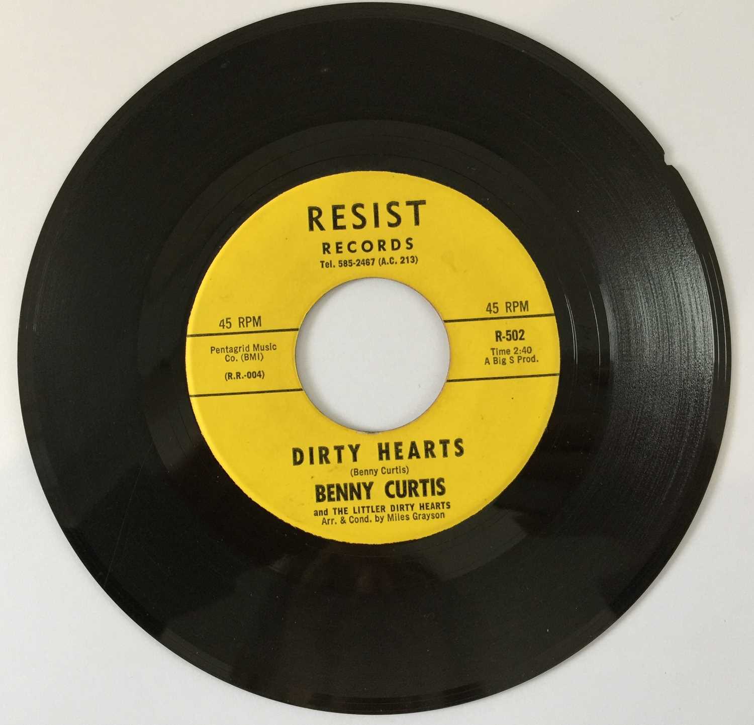 Lot 131 - BENNY CURTIS - DIRTY HEARTS 7" (RESIST