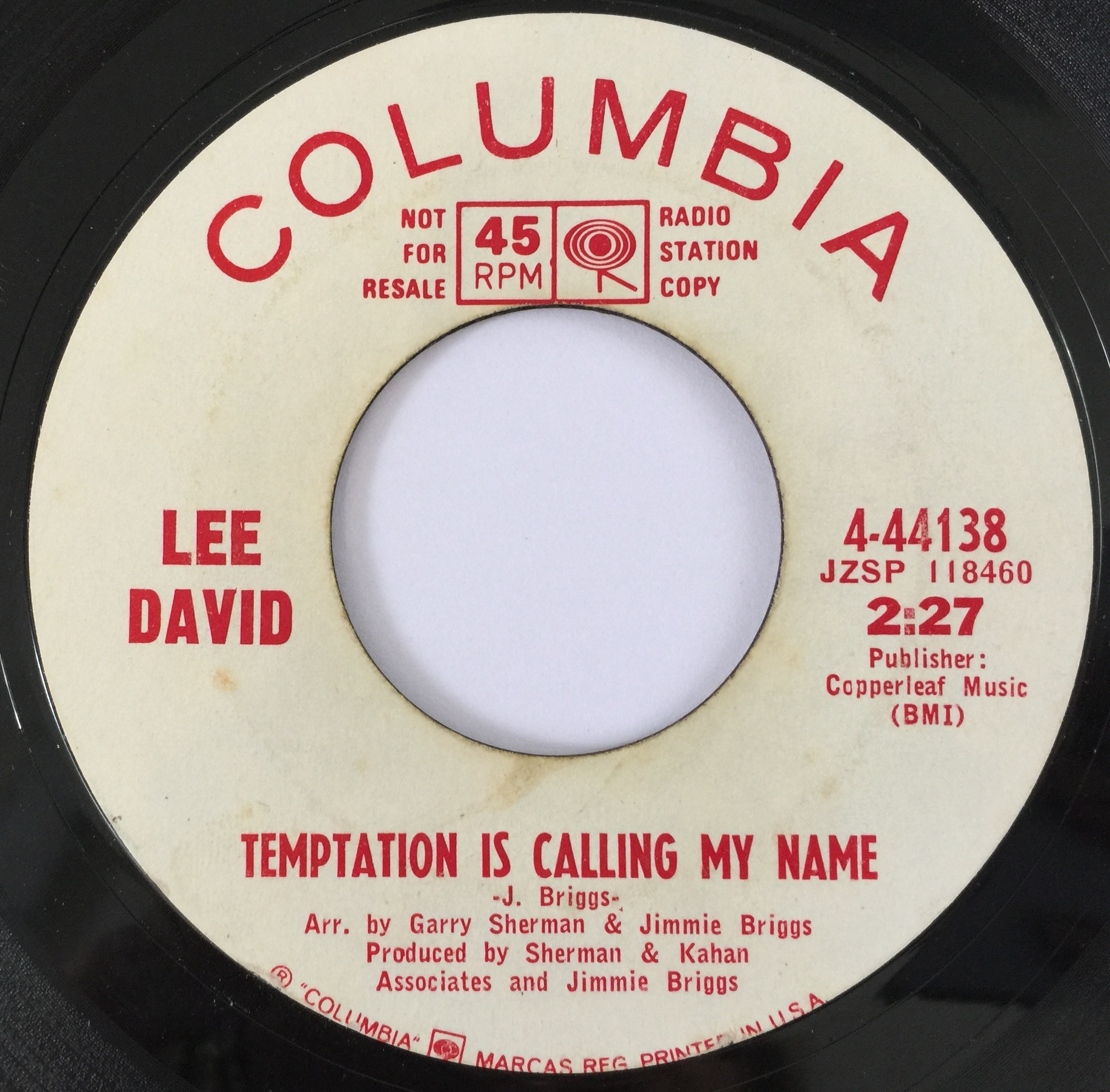 Lot 143 - LEE DAVID - TEMPTATION IS CALLING MY NAME