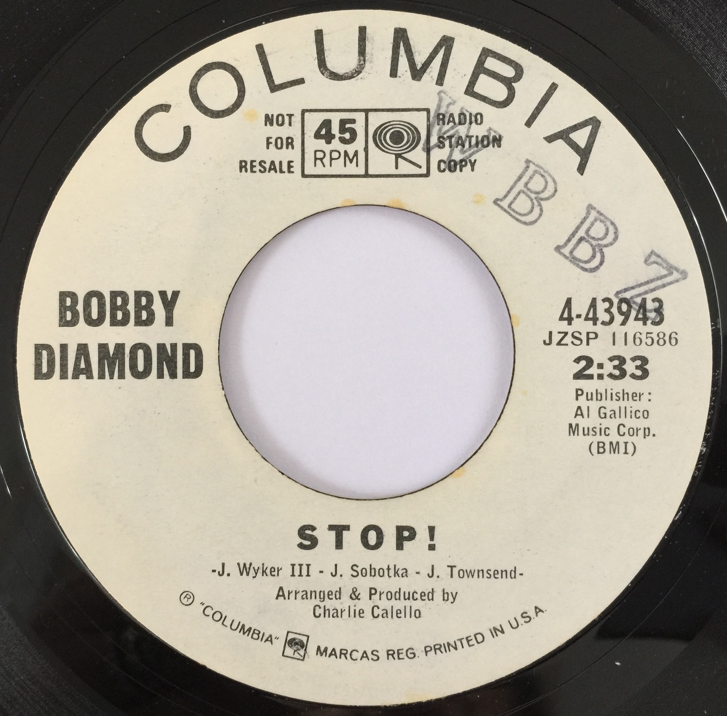 Lot 150 - BOBBY DIAMOND - STOP! (PROMO - COLUMBIA