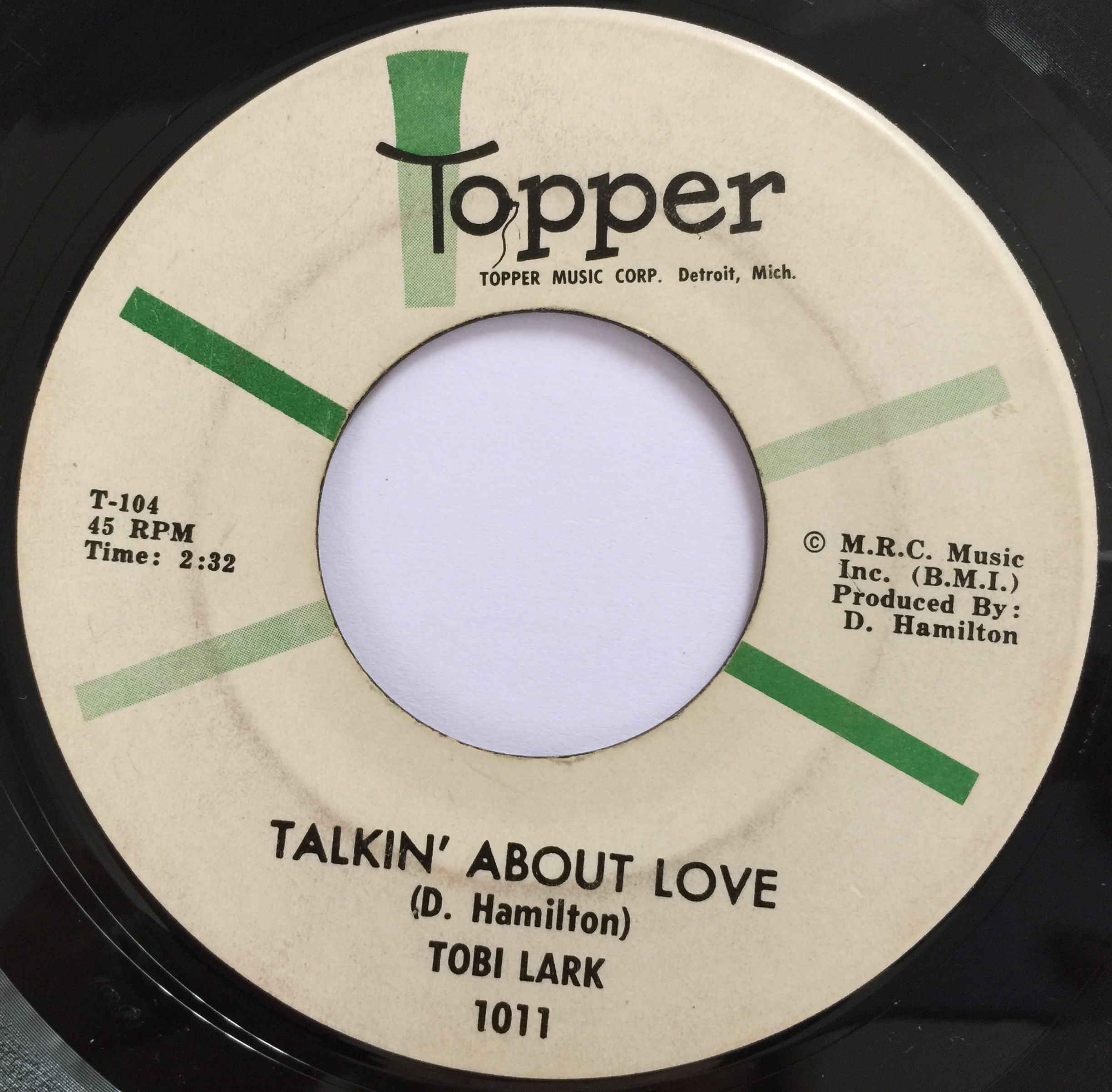 Lot 191 - TOBI LARK - HAPPINESS IS HERE 7" (TOPPER