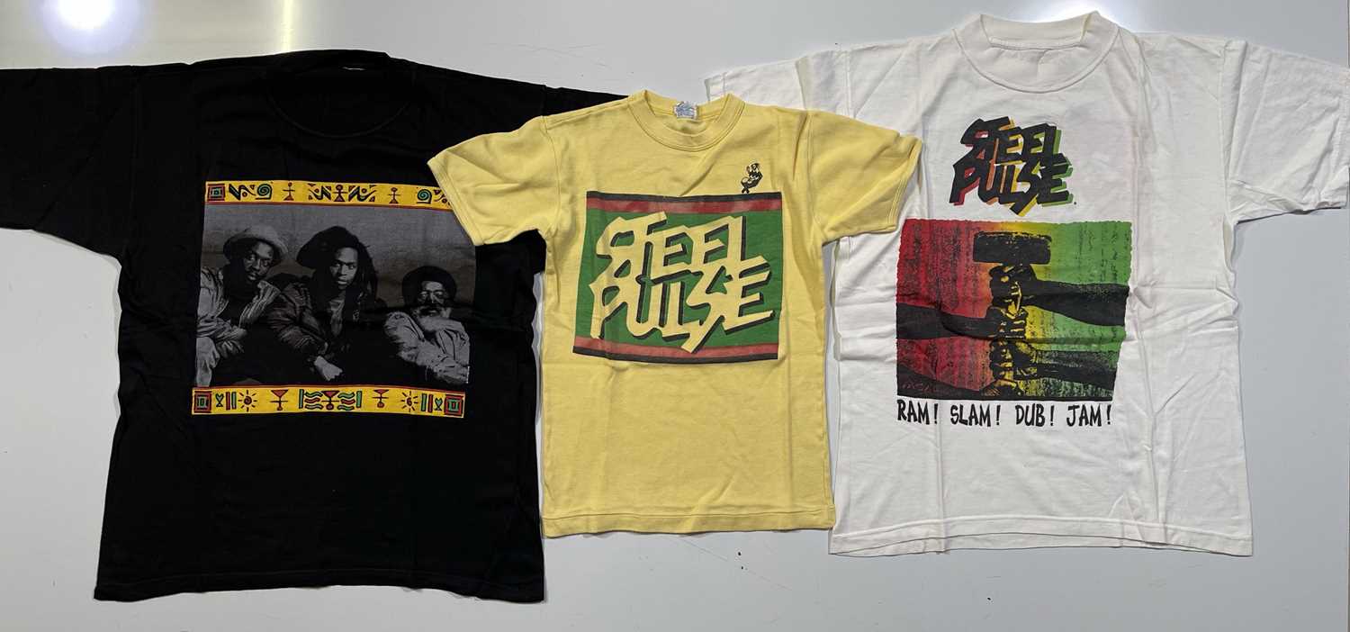 Lot 365 - THREE CIRCA 1980S STEEL PULSE TOUR T-SHIRTS.