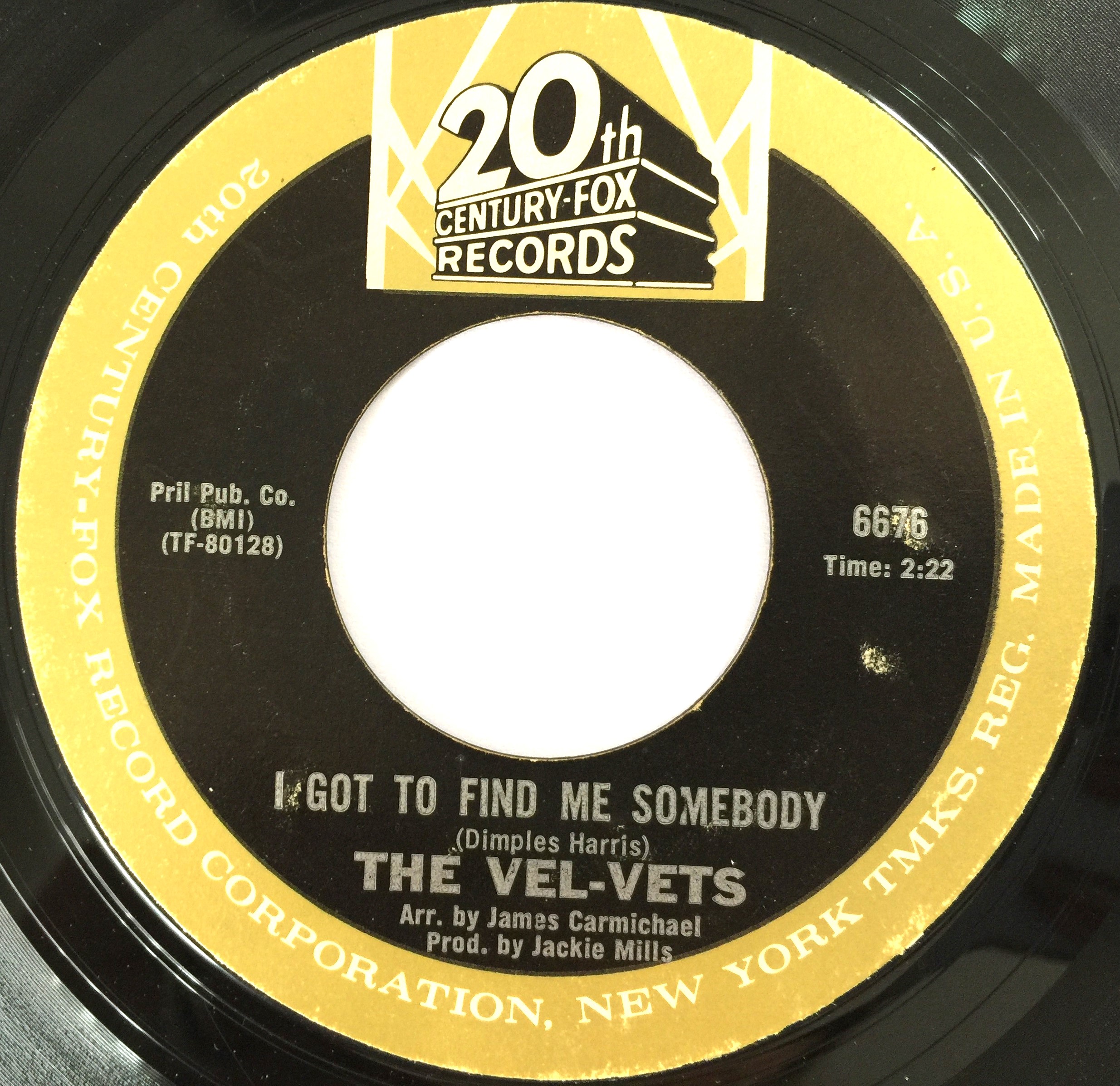 Lot 240 - THE VEL-VETS - I GOT TO FIND ME SOMEBODY 7"