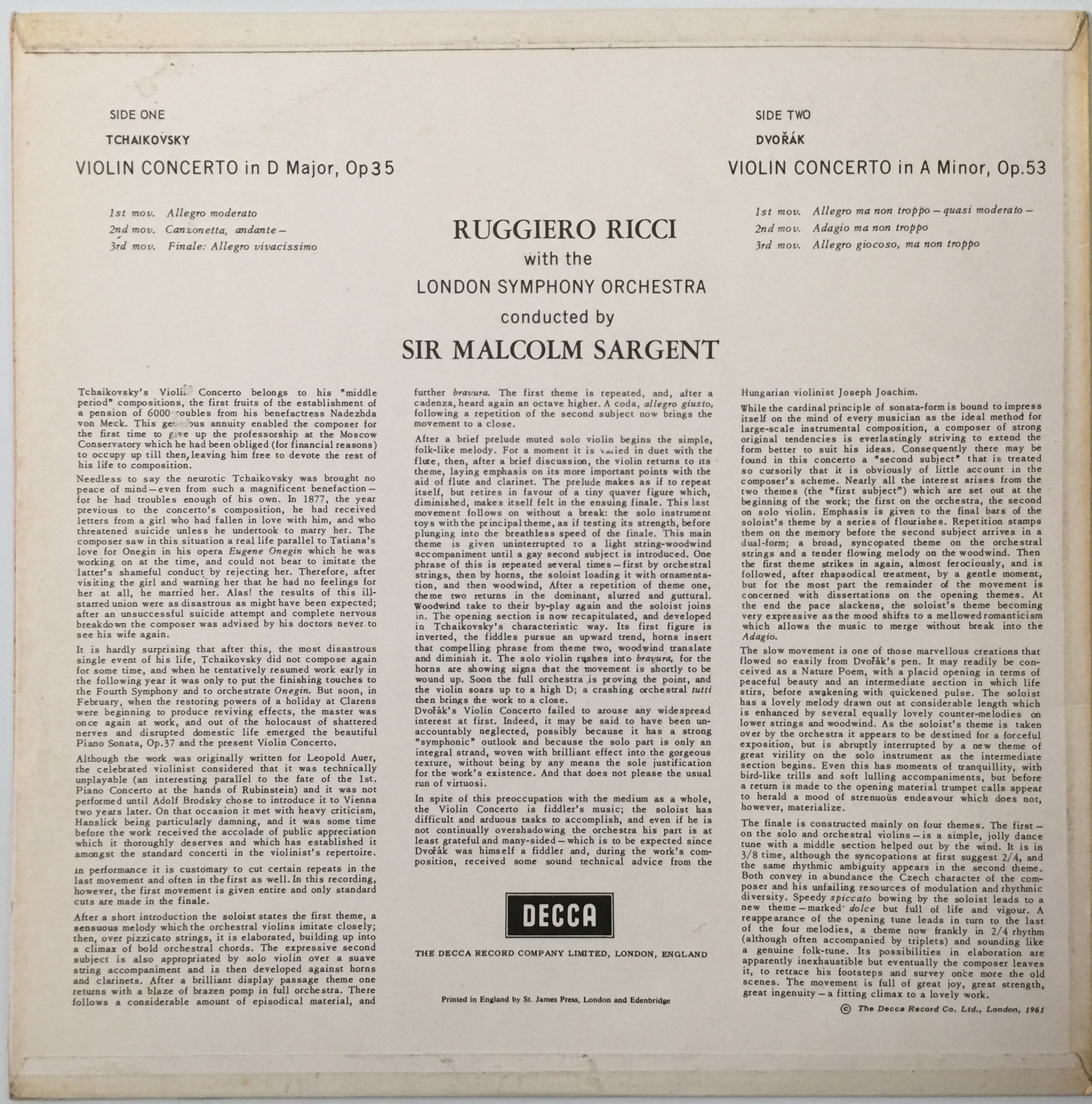 Lot 2 - RUGGIERO RICCI / SARGENT - VIOLIN CONCERTO