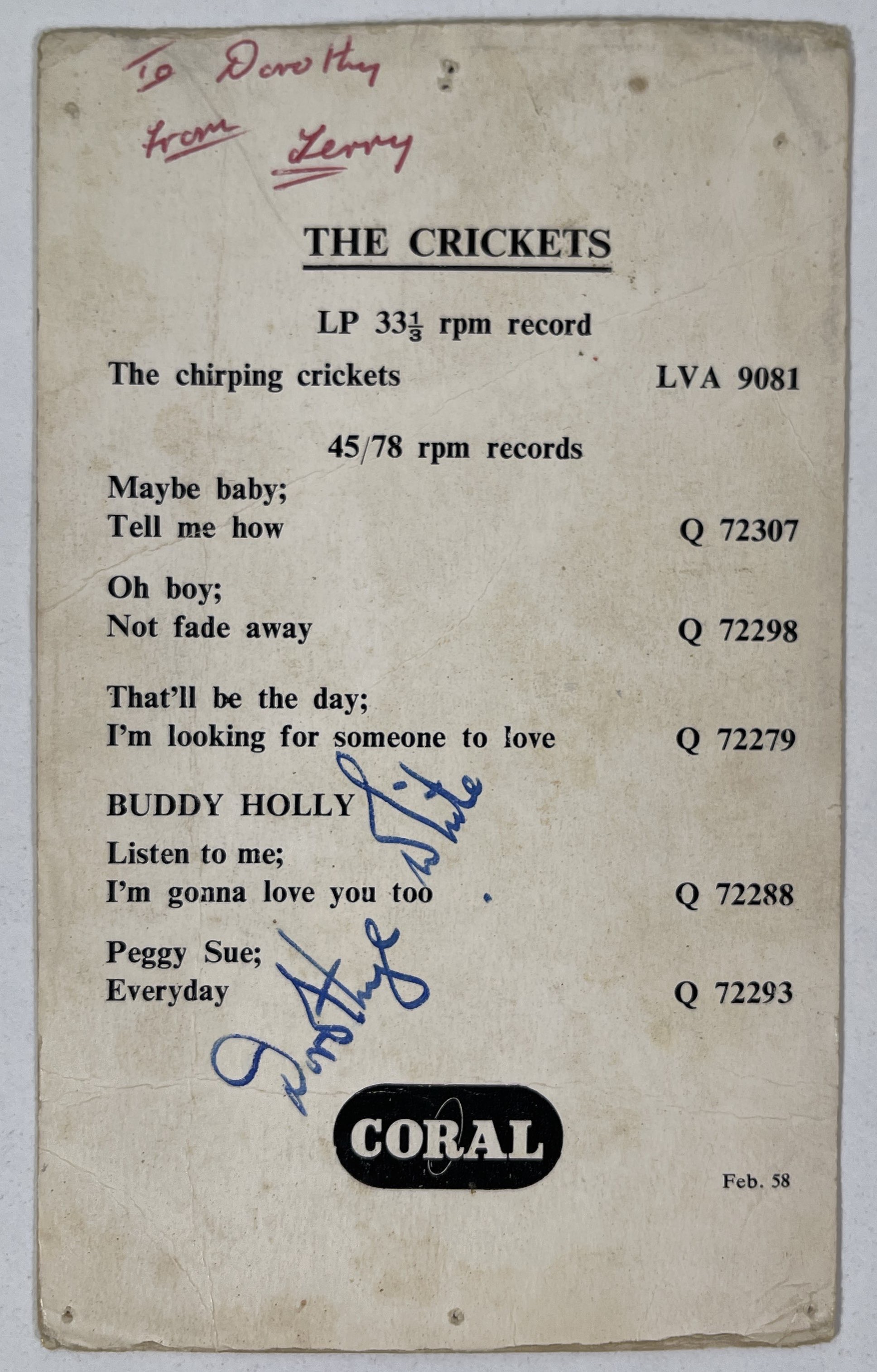 Lot 326 - BUDDY HOLLY - FULLY SIGNED PROMOTIONAL