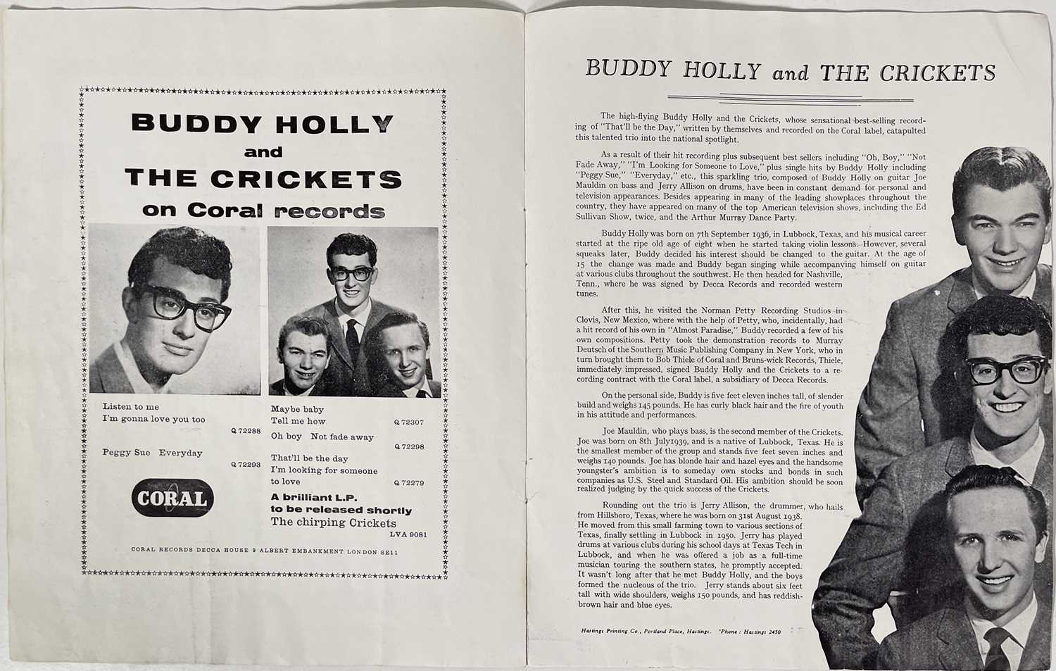 Lot 327 - BUDDY HOLLY - SIGNED CRICKETS PROGRAMME.