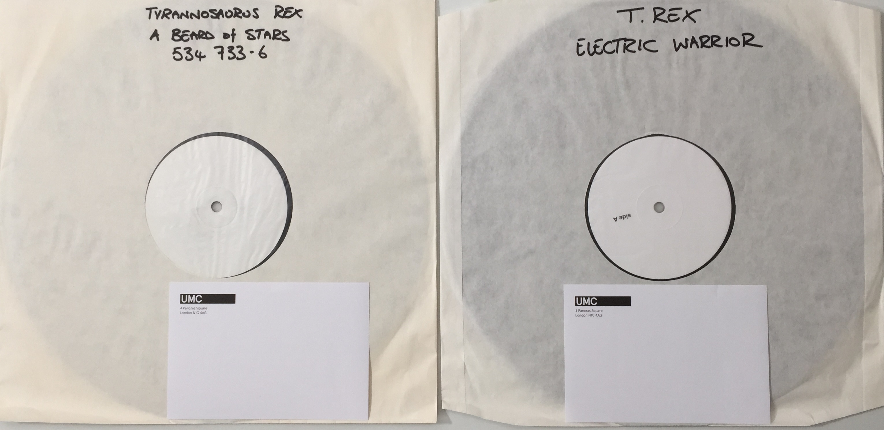 Lot 14 - T. REX - 2019 WHITE LABEL TEST PRESSING LPs