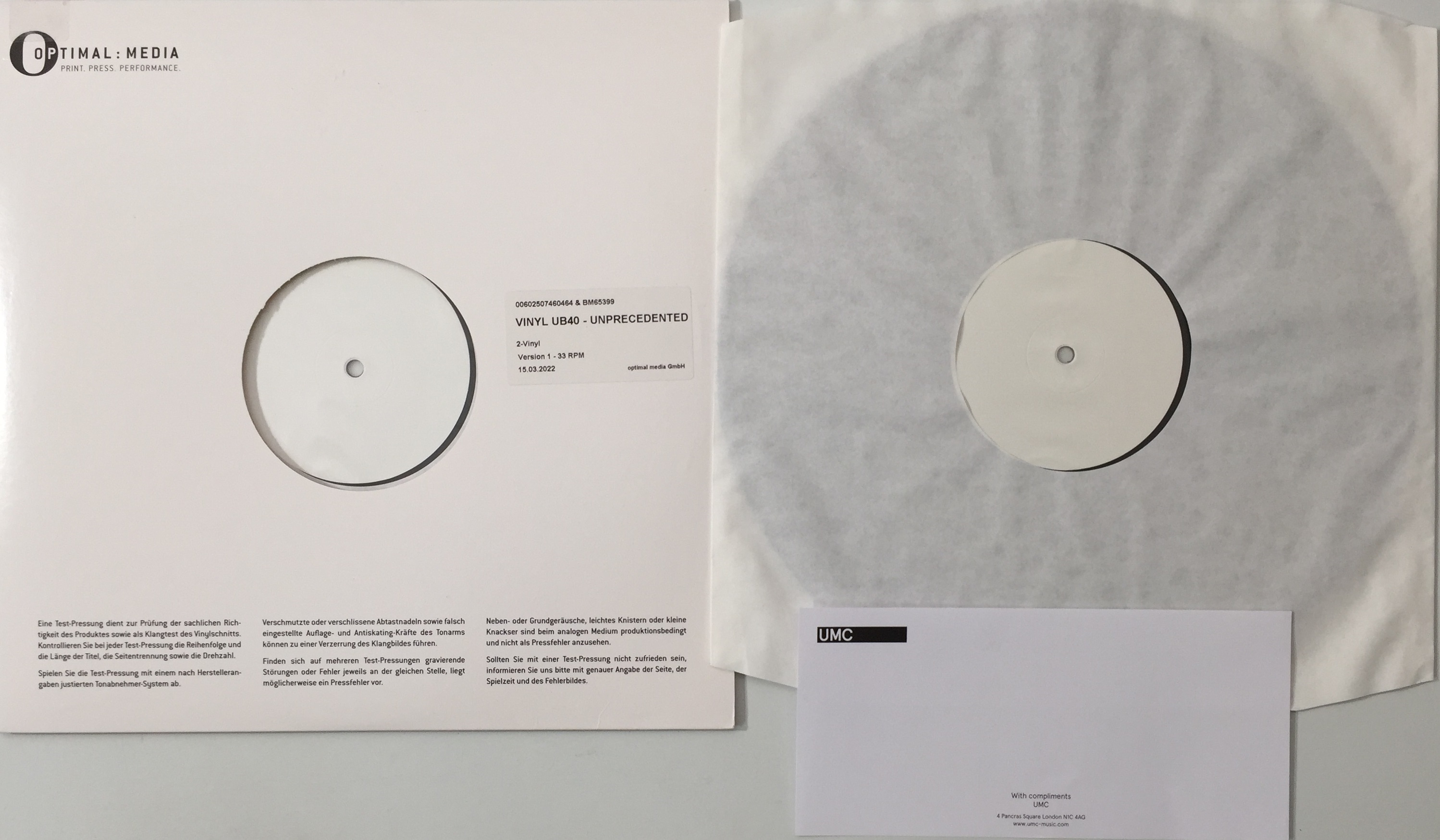 Lot 30 - UB40 - UNPRECEDENTED (2022 WHITE LABEL TEST