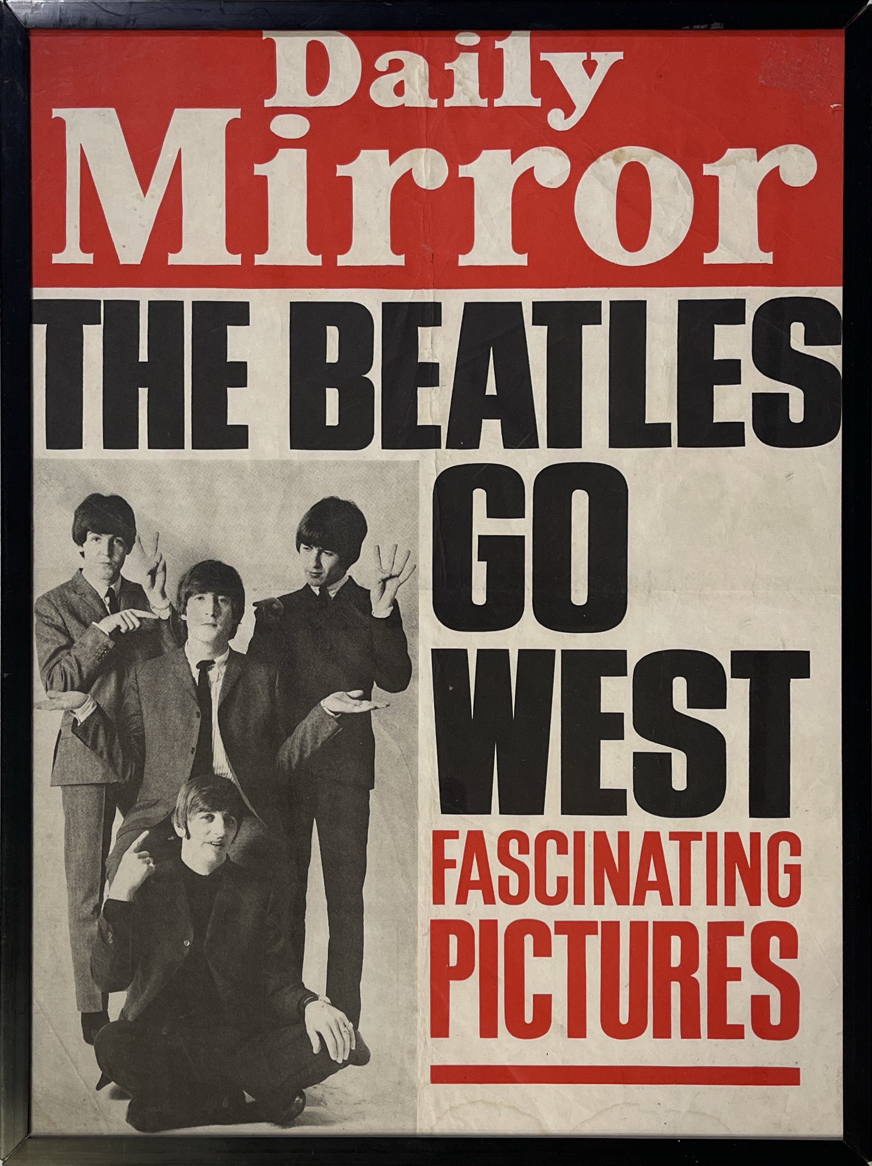 Lot 259 - THE BEATLES - DAILY MIRROR 'BEATLES GO WEST'