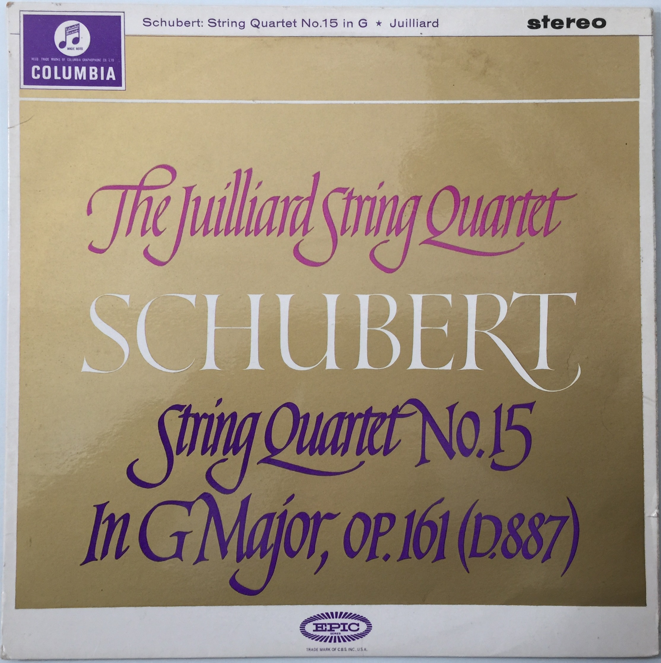 Lot 26 - JUILLIARD - SCHUBERT STRING QUARTET NO. 15 IN
