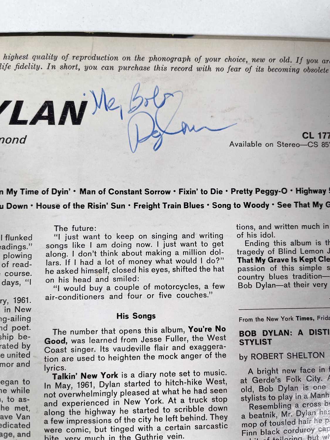Lot 468 - BOB DYLAN, SIGNED AND INSCRIBED COPY OF THE