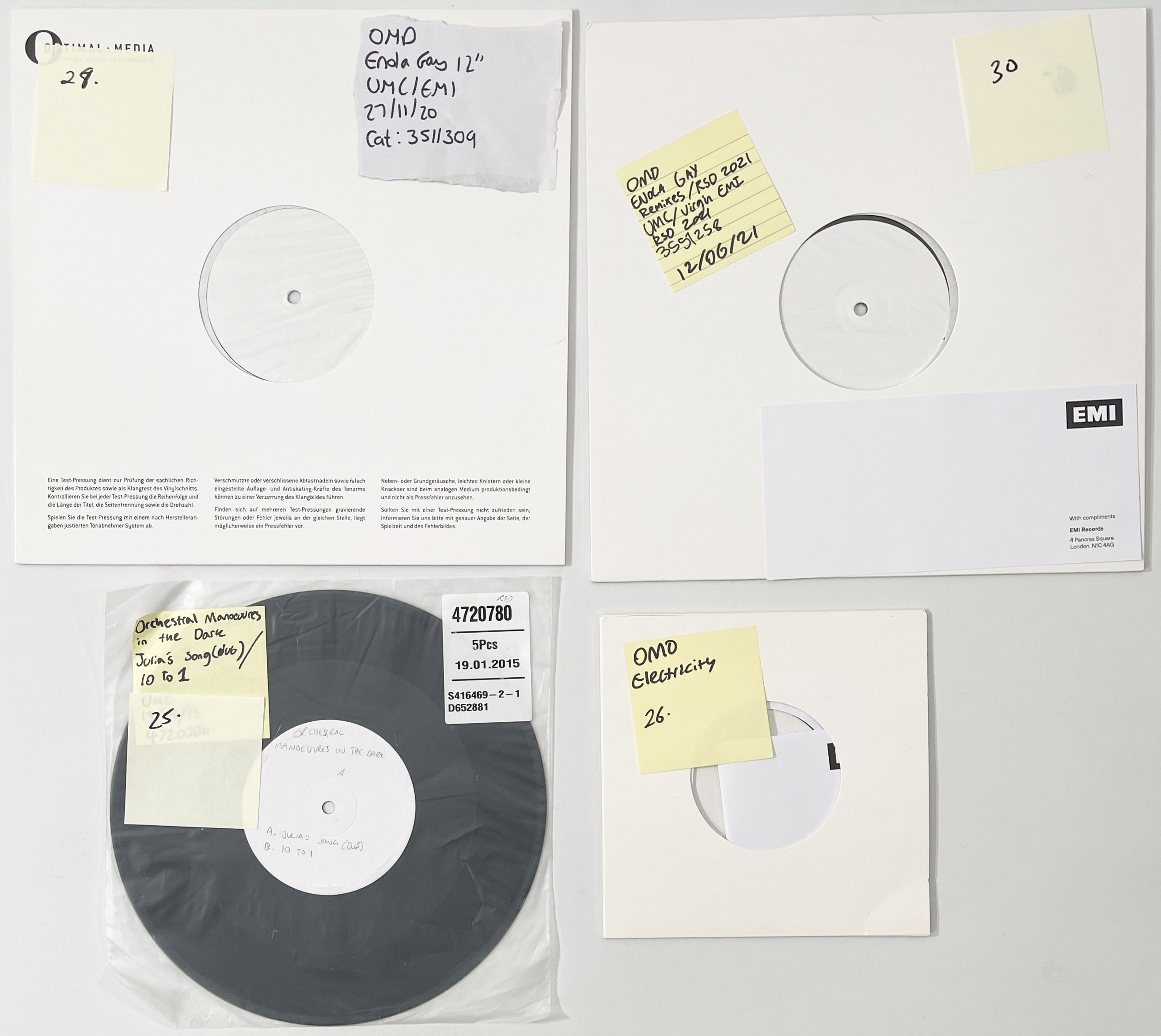 Lot 200 - OMD - WHITE LABEL TEST PRESSING COLLECTION