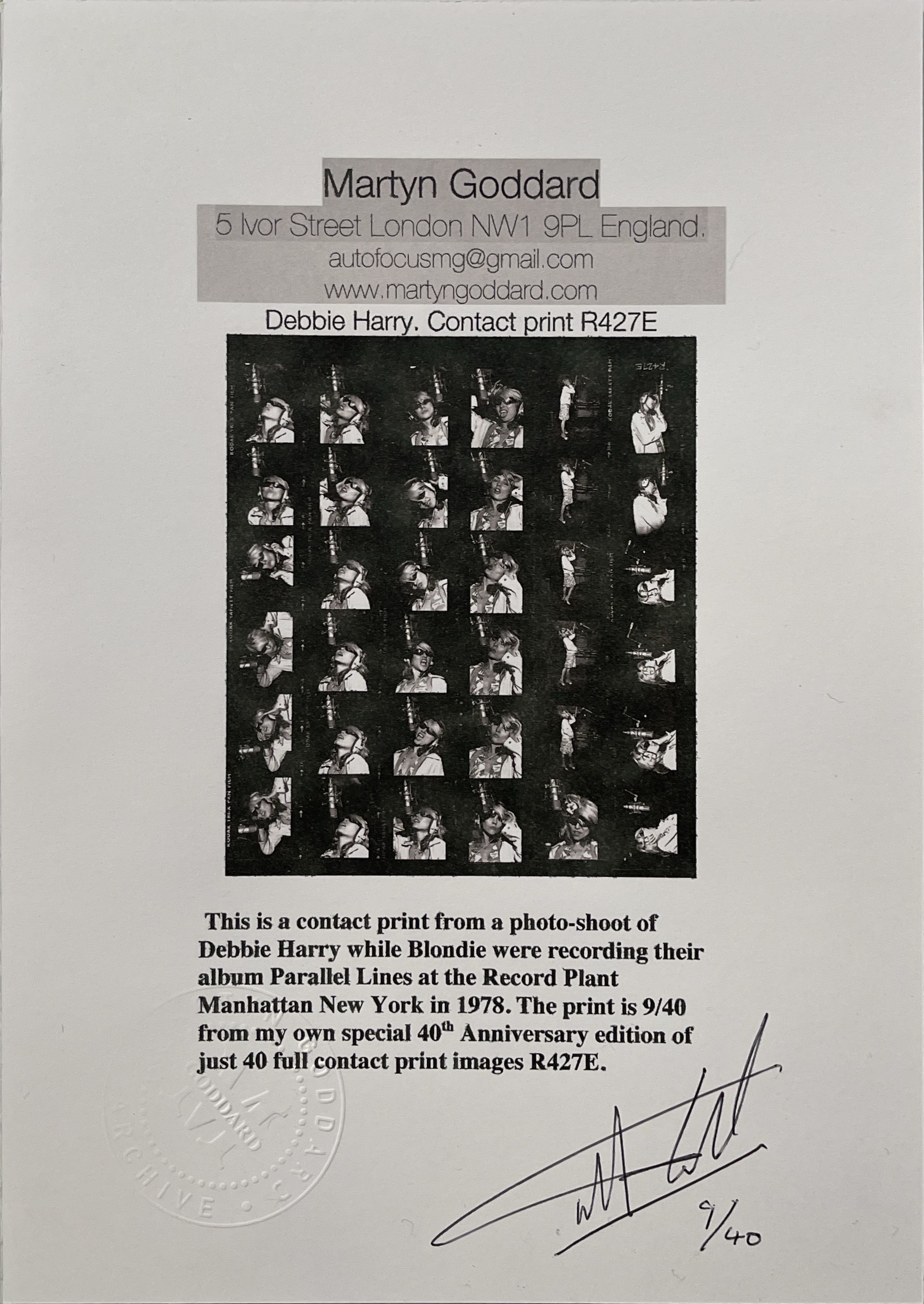 Lot 124 - MARTYN GODDARD - DEBBIE HARRY / BLONDIE