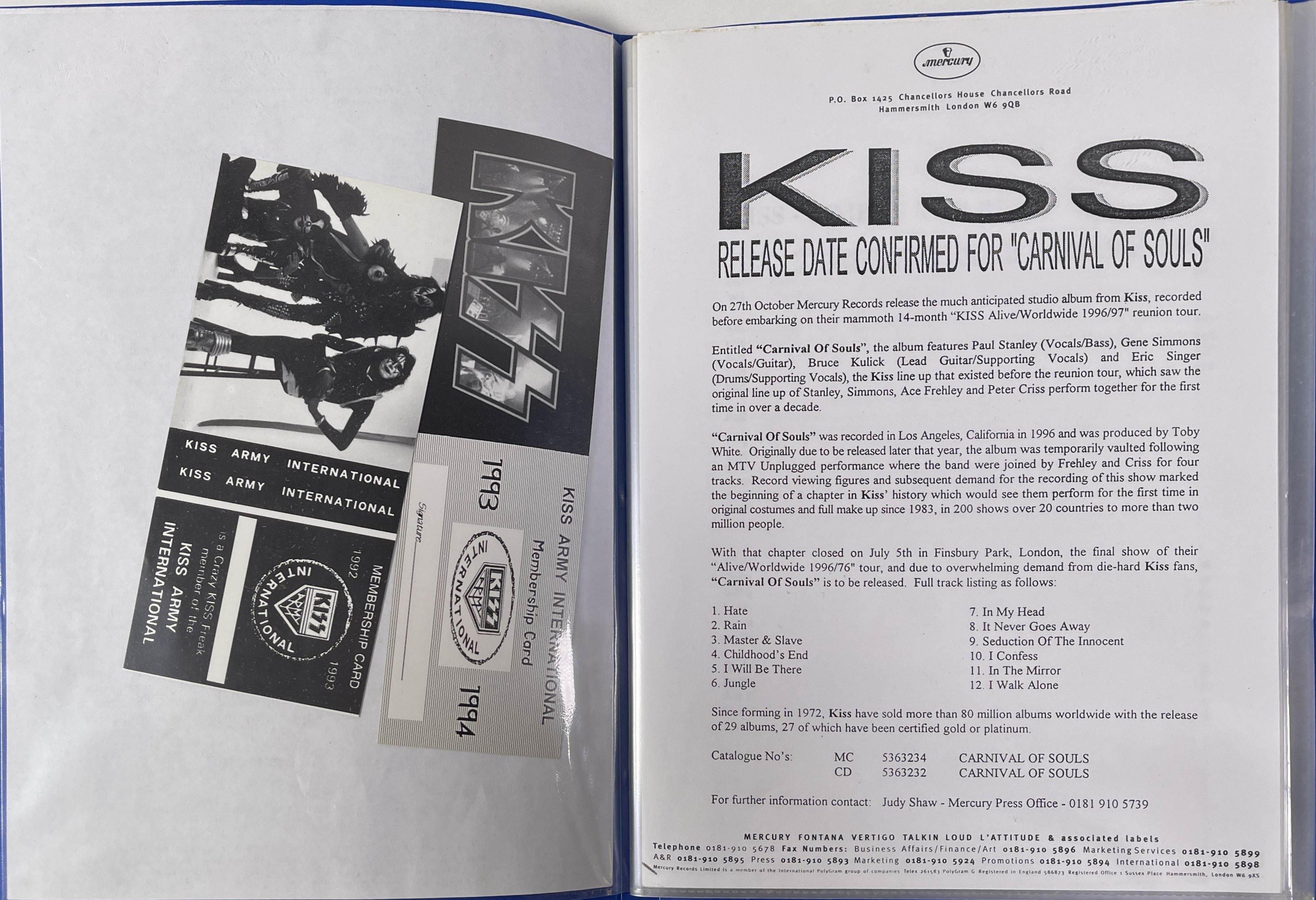 Lot 448 - KISS - PROMO PHOTOS/PRESS RELEASES ETC.