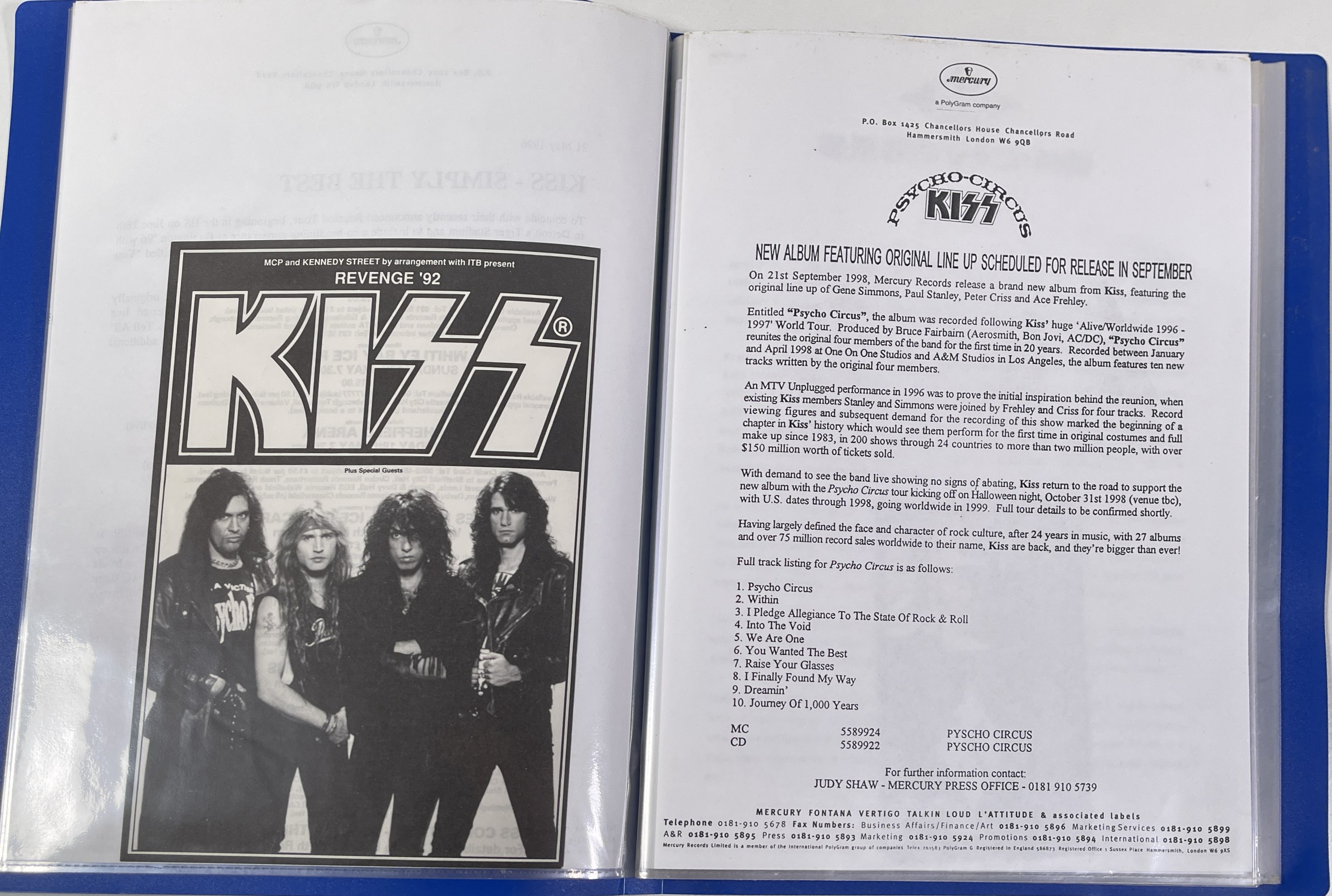 Lot 448 - KISS - PROMO PHOTOS/PRESS RELEASES ETC.